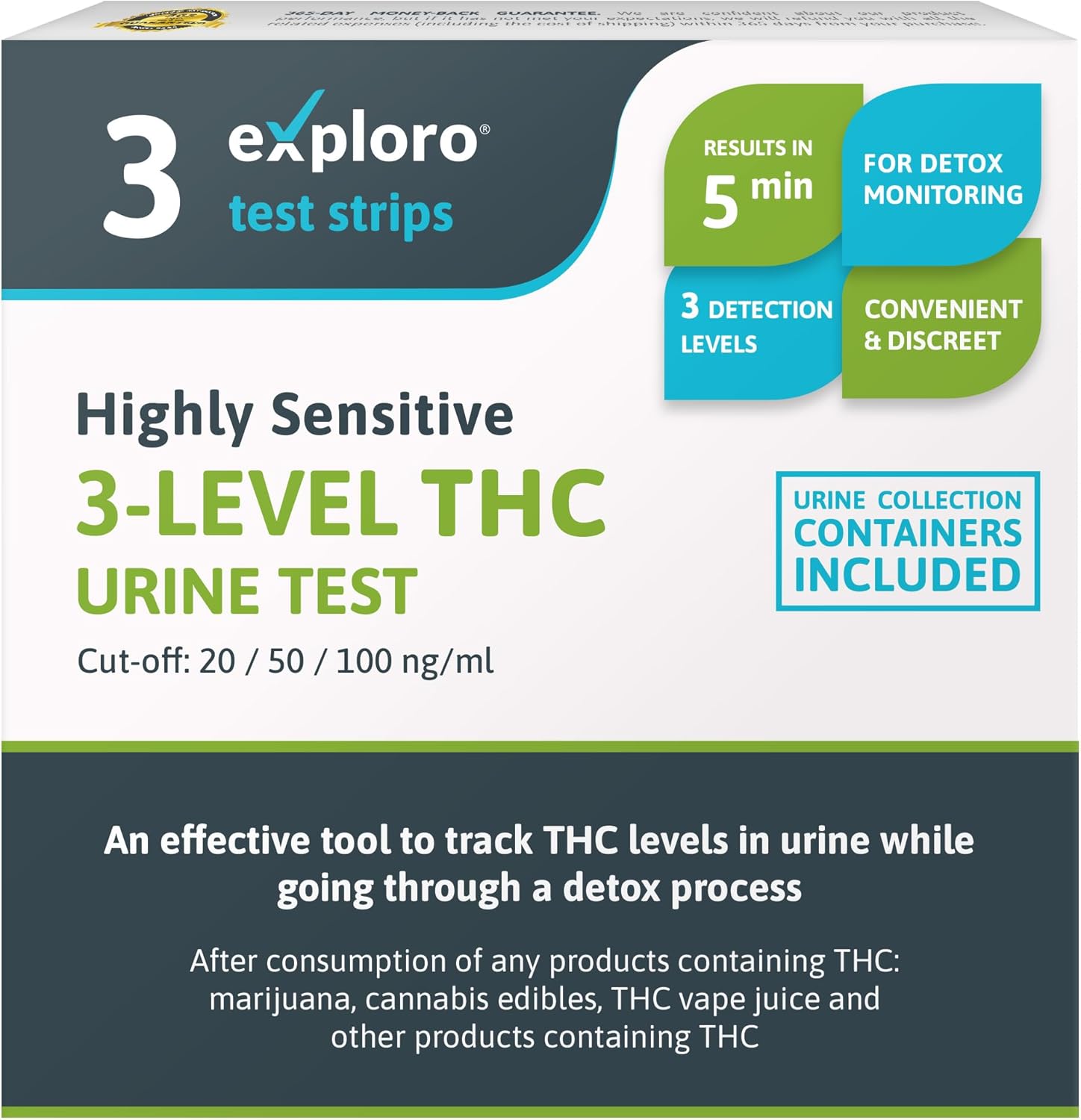 Amazon.com: Exploro Highly Sensitive 3-Level THC Urine at Home Drug ...