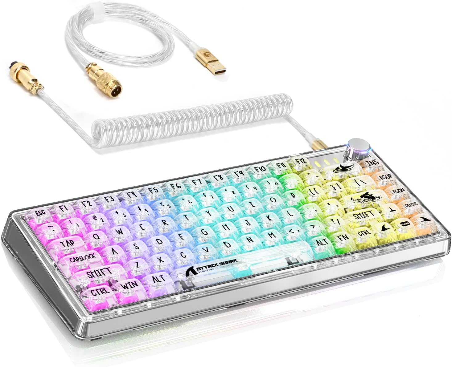 Amazon.com: ATTACK SHARK Mechanical Keyboard, Transparent PC Keycaps ...