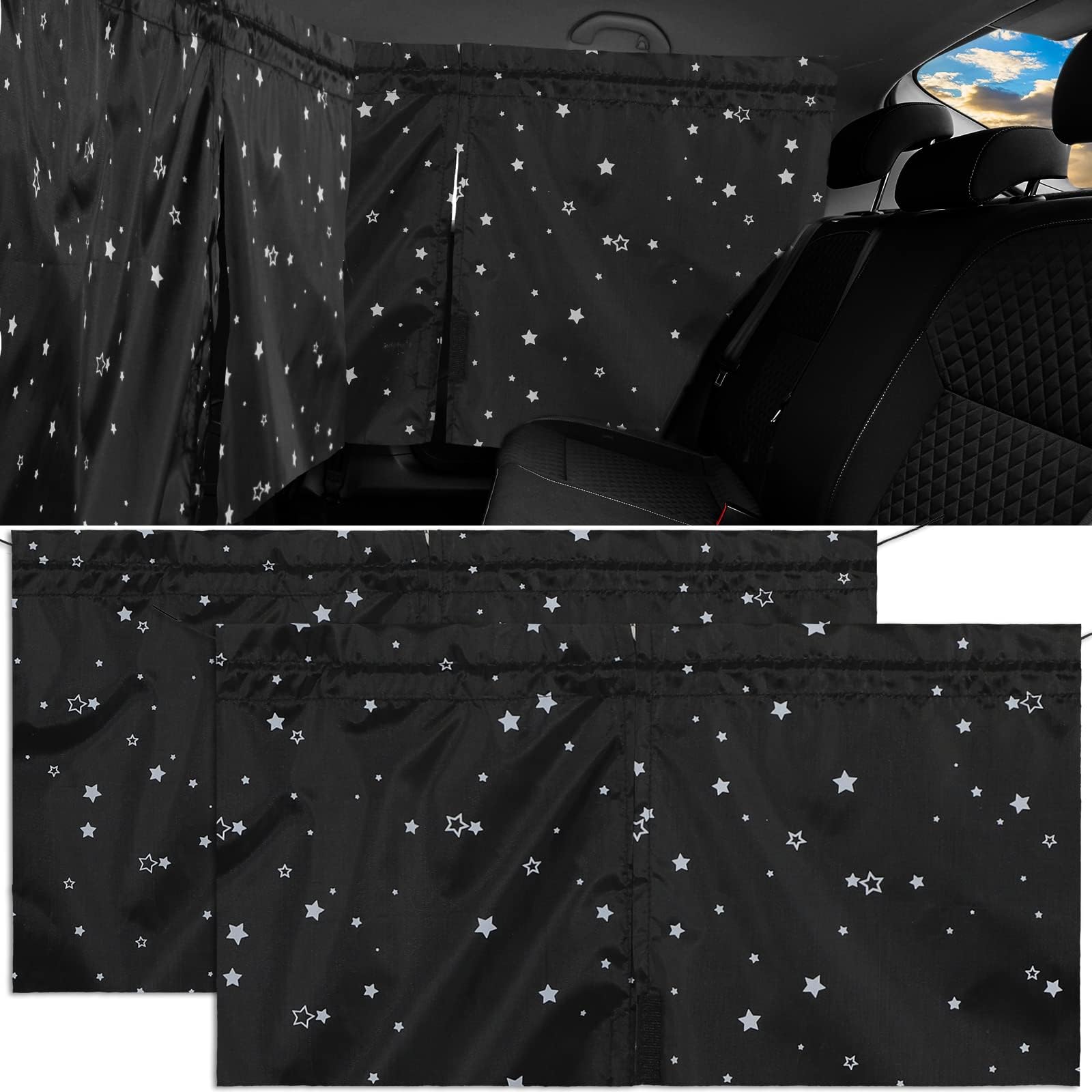 Amazon.com: BBTO 4 Pcs Black Star Car Privacy Divider Curtains ...