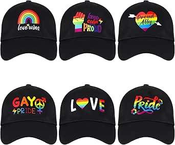 6 Pcs Rainbow Dad Hat Pride LGBT Baseball Cap Adjustable Unisex Rainbow ...