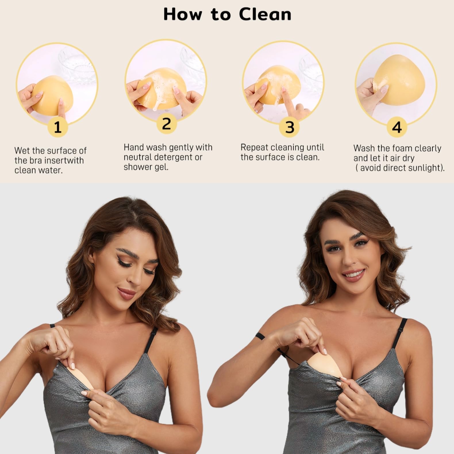 Snapklik.com : Double-Sided Sticky Bra Inserts Instant Lift Adhesive Bra Pads Boost Padding ...