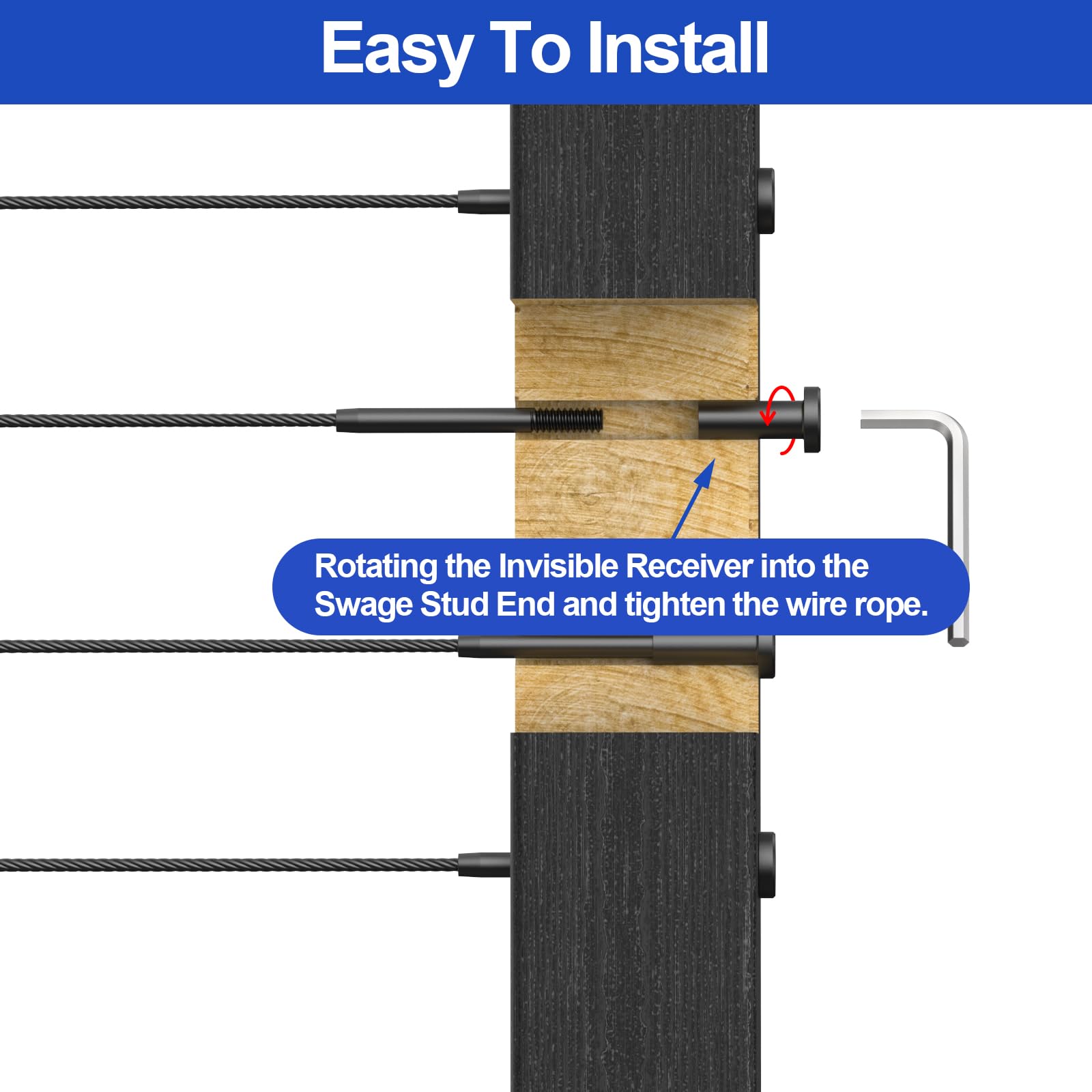 Snapklik.com : 20 Pack Black Invisible Cable Railing Kit, T316 ...