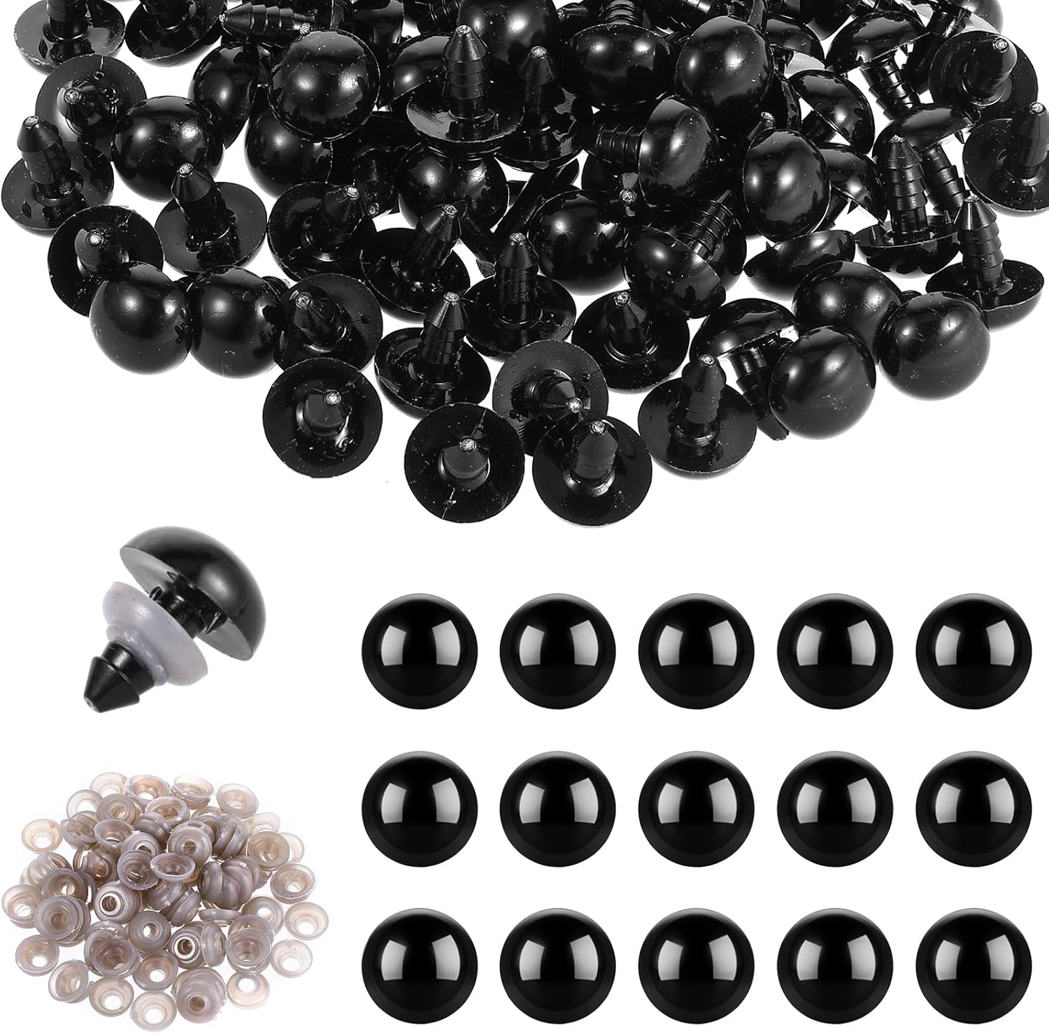 Amazon.com: Bewudy 100pcs 15mm Black Plastic Safety Eyes Crafts Safety ...