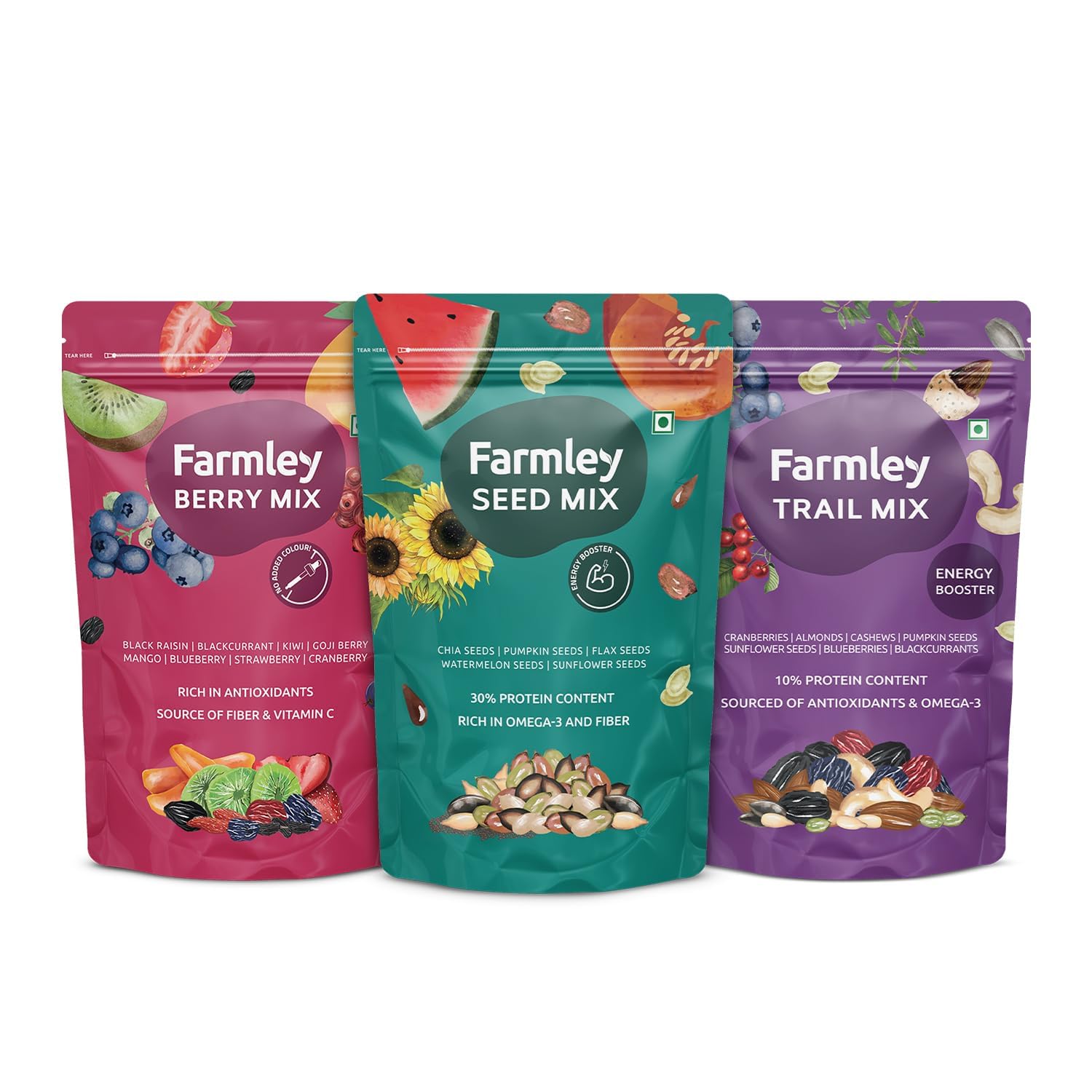 Farmley Mix Dry Fruit Snack Combo 480g (Pack of 3) I Trail Mix 160 g ...
