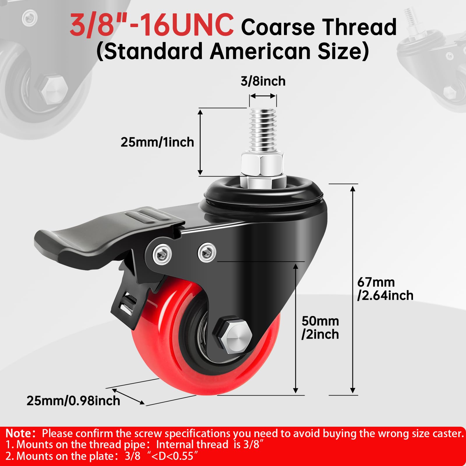 Snapklik.com : Nefish Stem Caster Wheels 2 Inch, 8 Pack, Heavy Duty ...