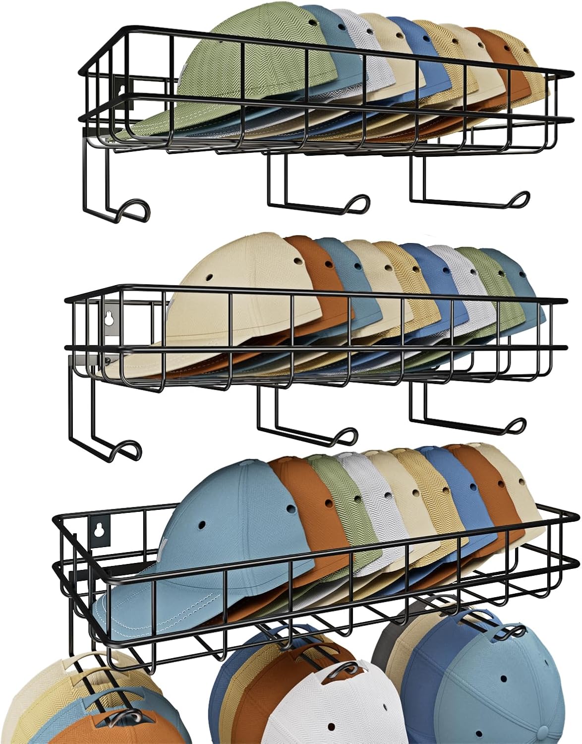 Amazon.com: XRMAO Metal Wall Hat Racks with Multiple Hooks, Hat ...