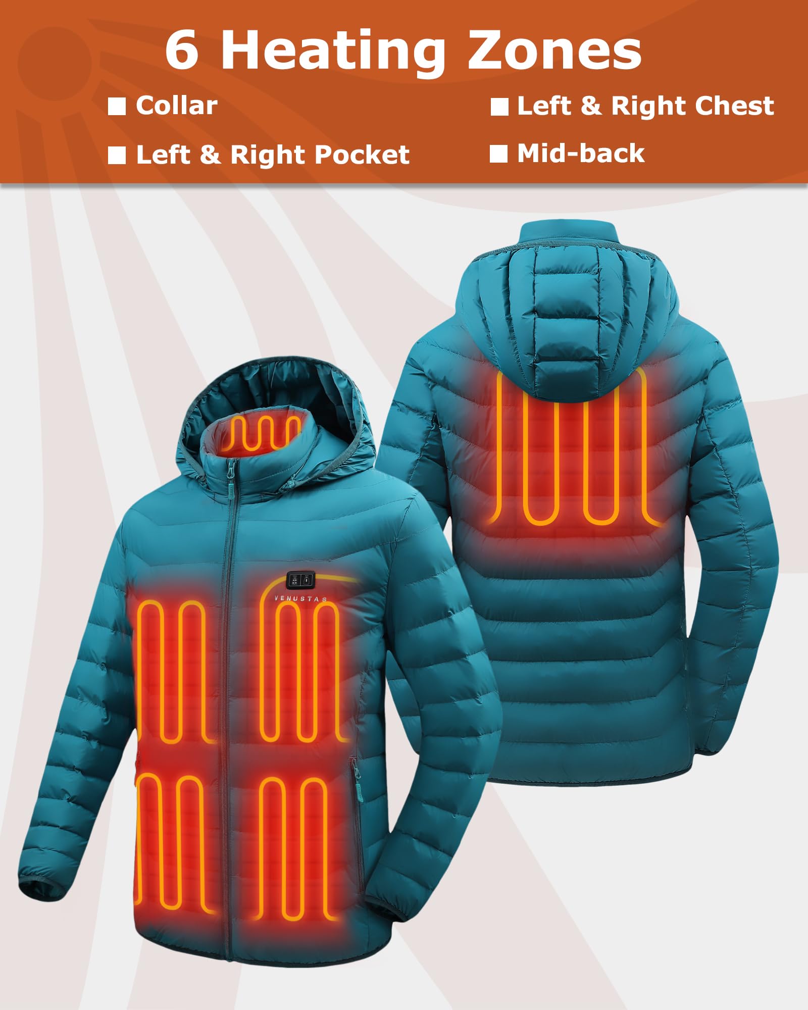 Snapklik.com : Venustas Dual Control Heated Jacket For Women And Men, 6 ...