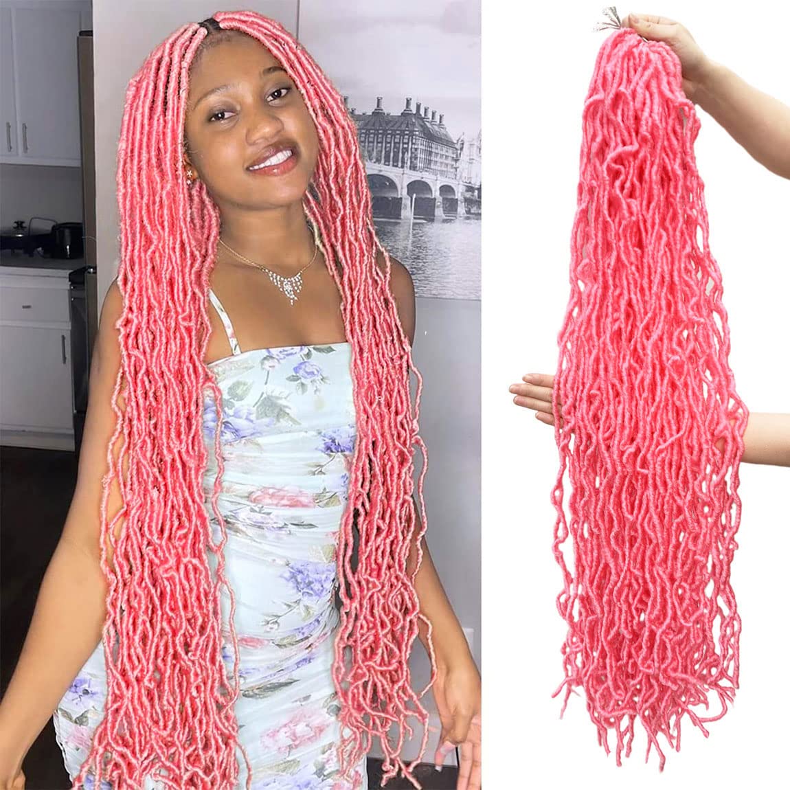 Amazon.com : Pink Soft Locs 36 Inch 2 Pack Faux Locs Crochet Hair Whole ...