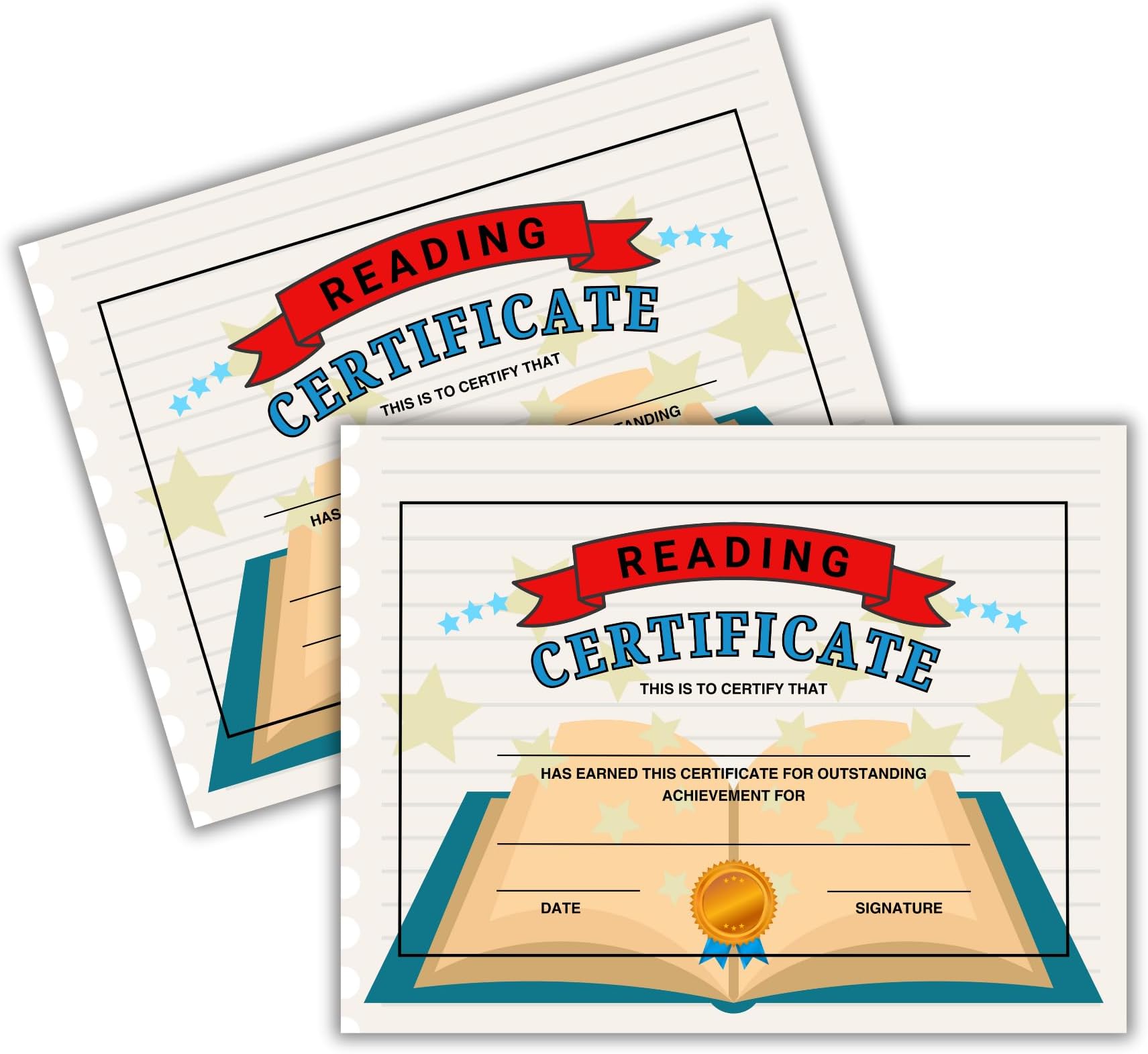 Amazon.com : Reading Award Certificate of Achievement | 50 pk 8.5x11 ...