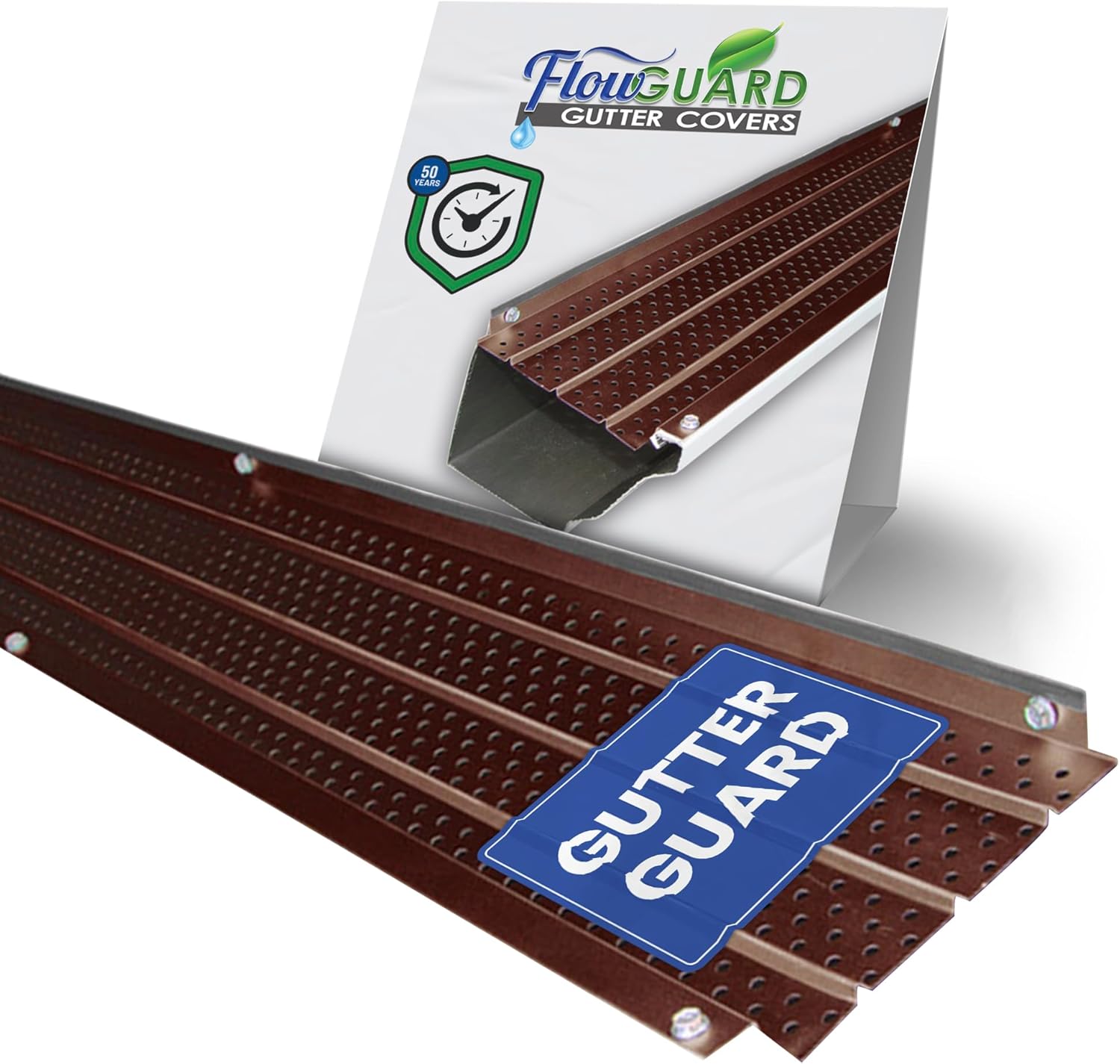 FlowGuard Premium 50-Year Gutter Cover System - Brown - 5 Inch Aluminum ...
