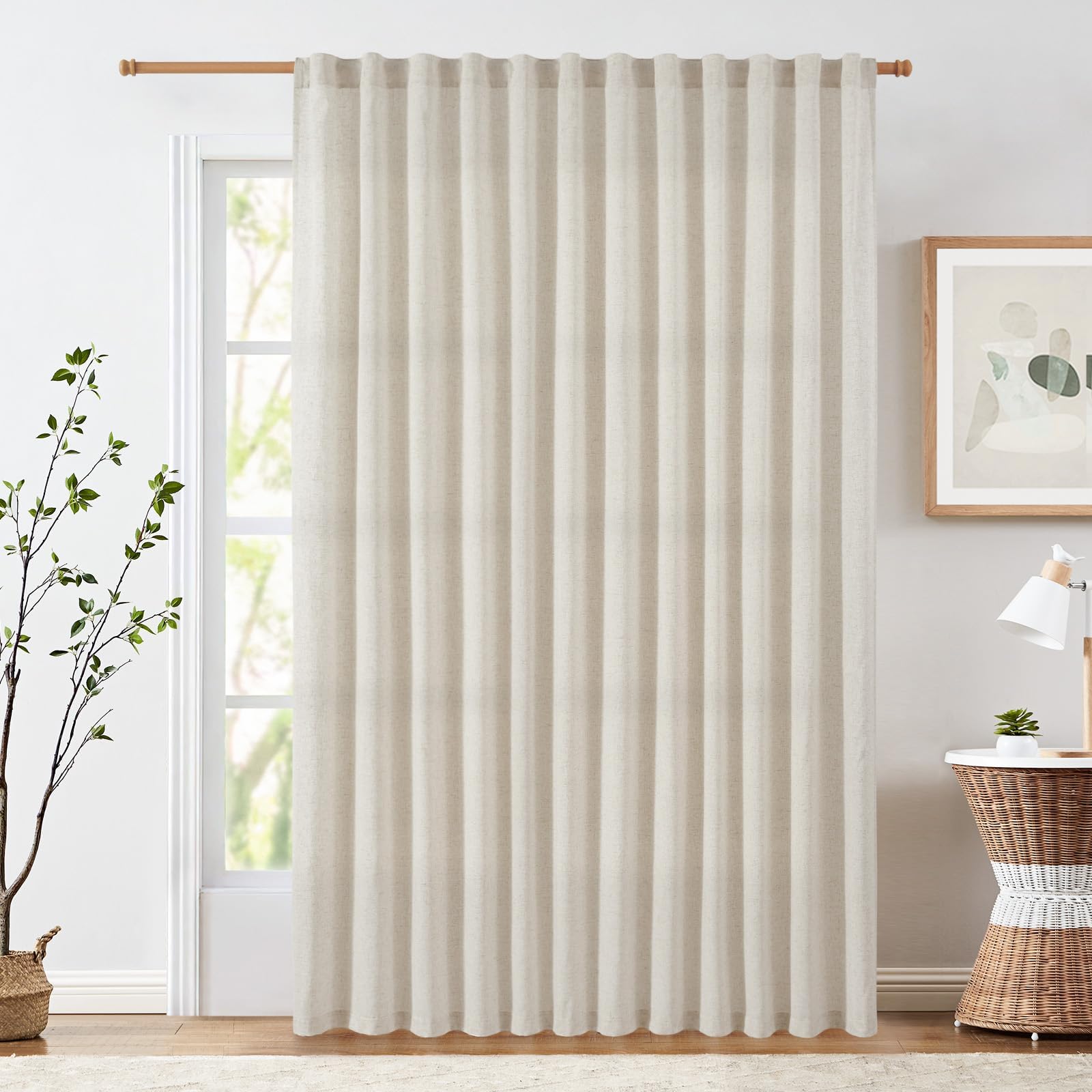 Amazon.com: MIULEE Extra Wide Natural Linen Curtains 70 in Width x 84 ...