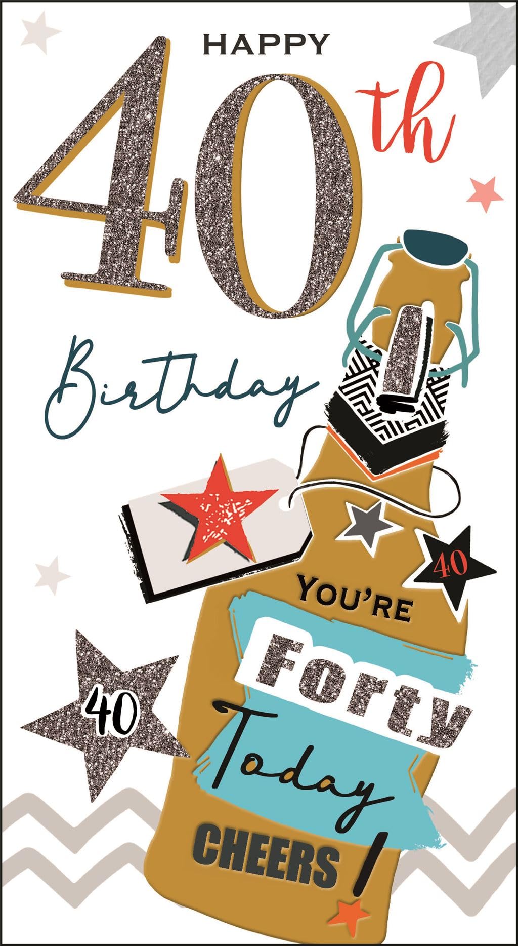 Jonny Javelin Male 40th Birthday Card - Age 40 - Beer Bottle and Stars ...