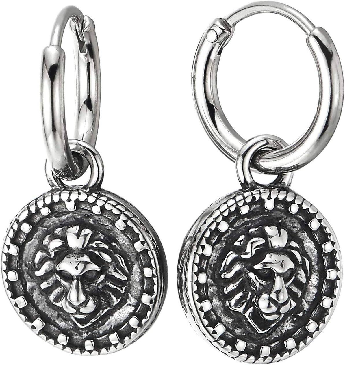 Amazon.com: Men Women Steel Huggie Hinged Hoop Earring with Star ...