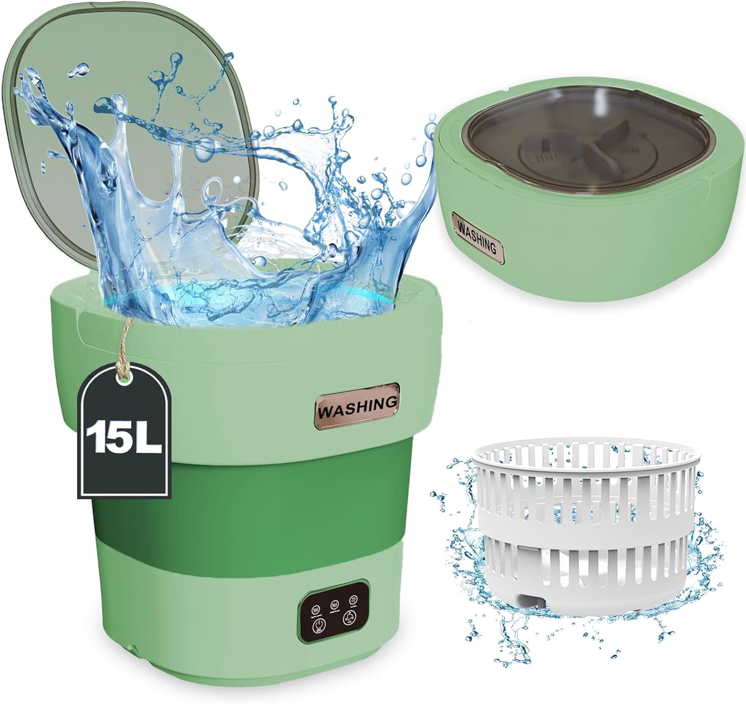 Amazon.com: Portable Washing Machine, 15L Mini Folding Washing Machine with Spin Dryer, Small ...