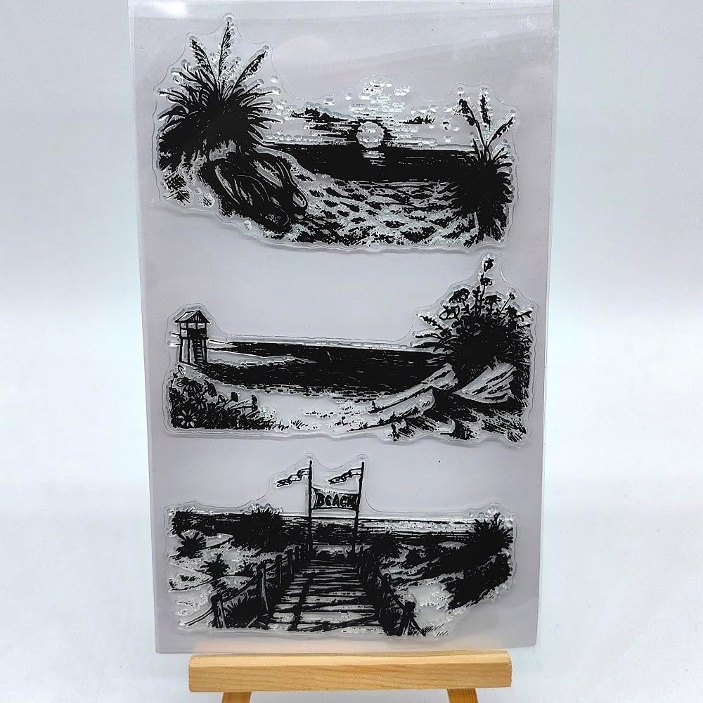 Amazon.com: NZJ Summer Beach Sailing Clear Stamp Background Transparent ...