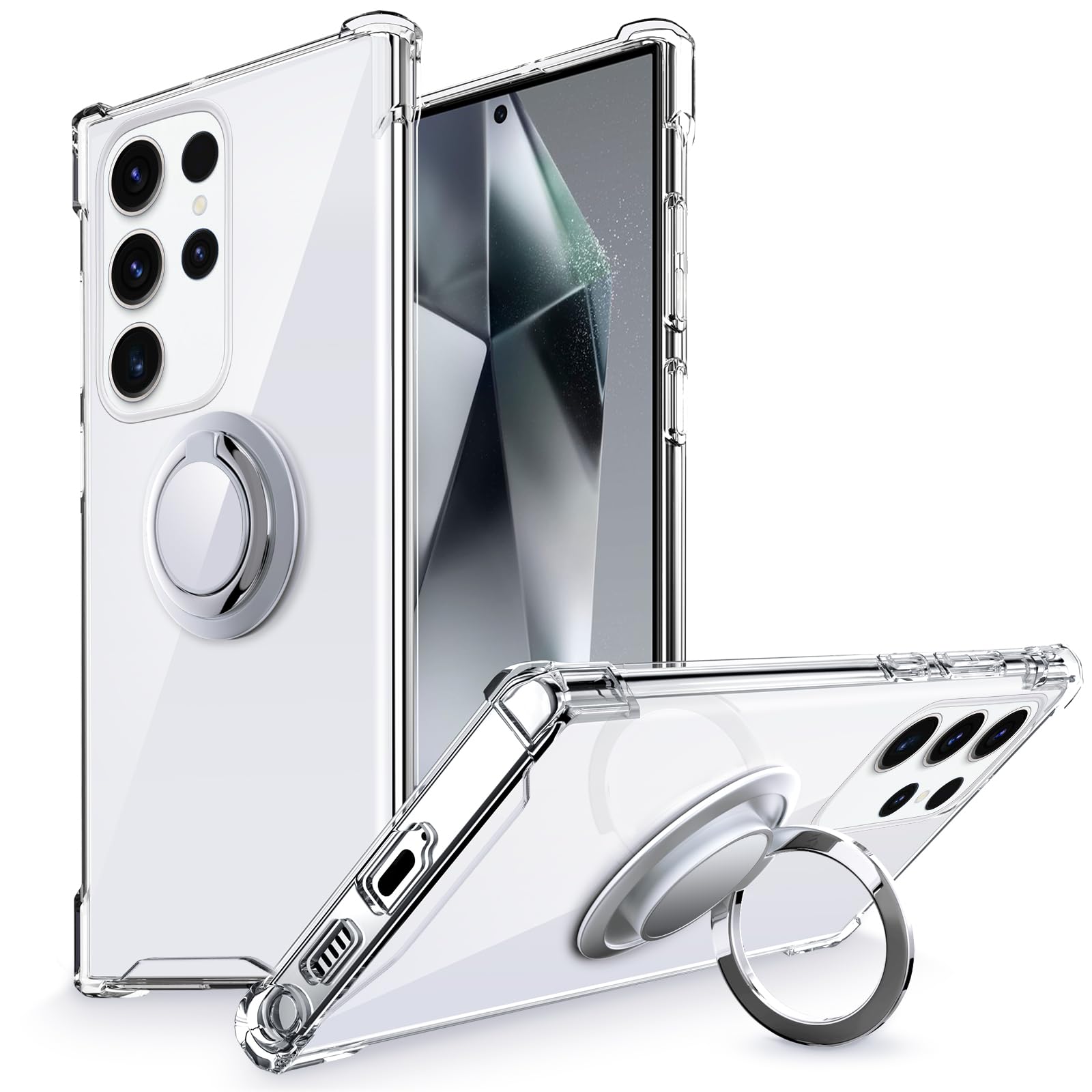 Amazon.com: Silverback for Samsung Galaxy S24 Ultra Case Clear with Ring Kickstand, Protective ...