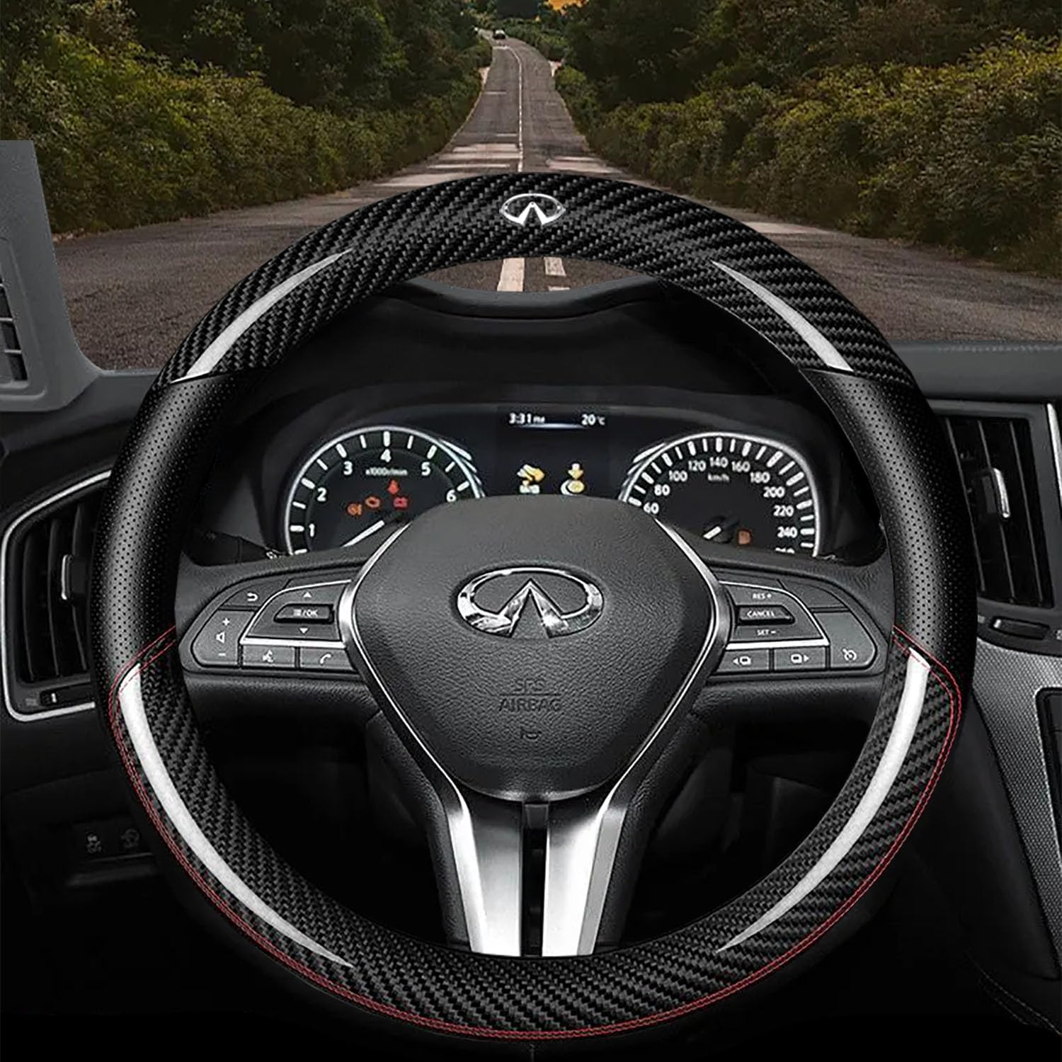 Amazon.com: Custom fit for Infiniti Cars, Carbon Fiber Steering Wheel ...