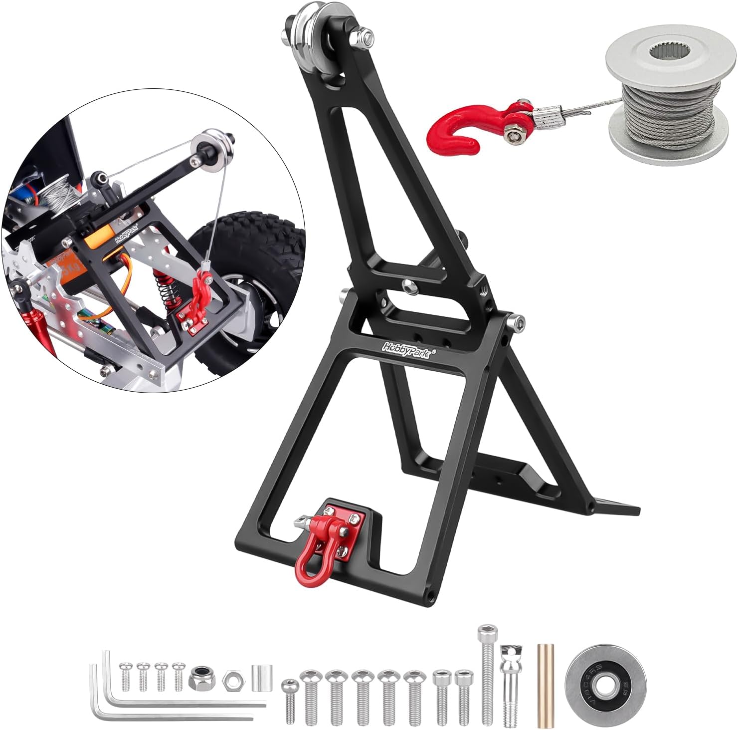 Amazon.com: HobbyPark RC Crawler Tow Rig Crane 1/10 Scale Winch Stent ...