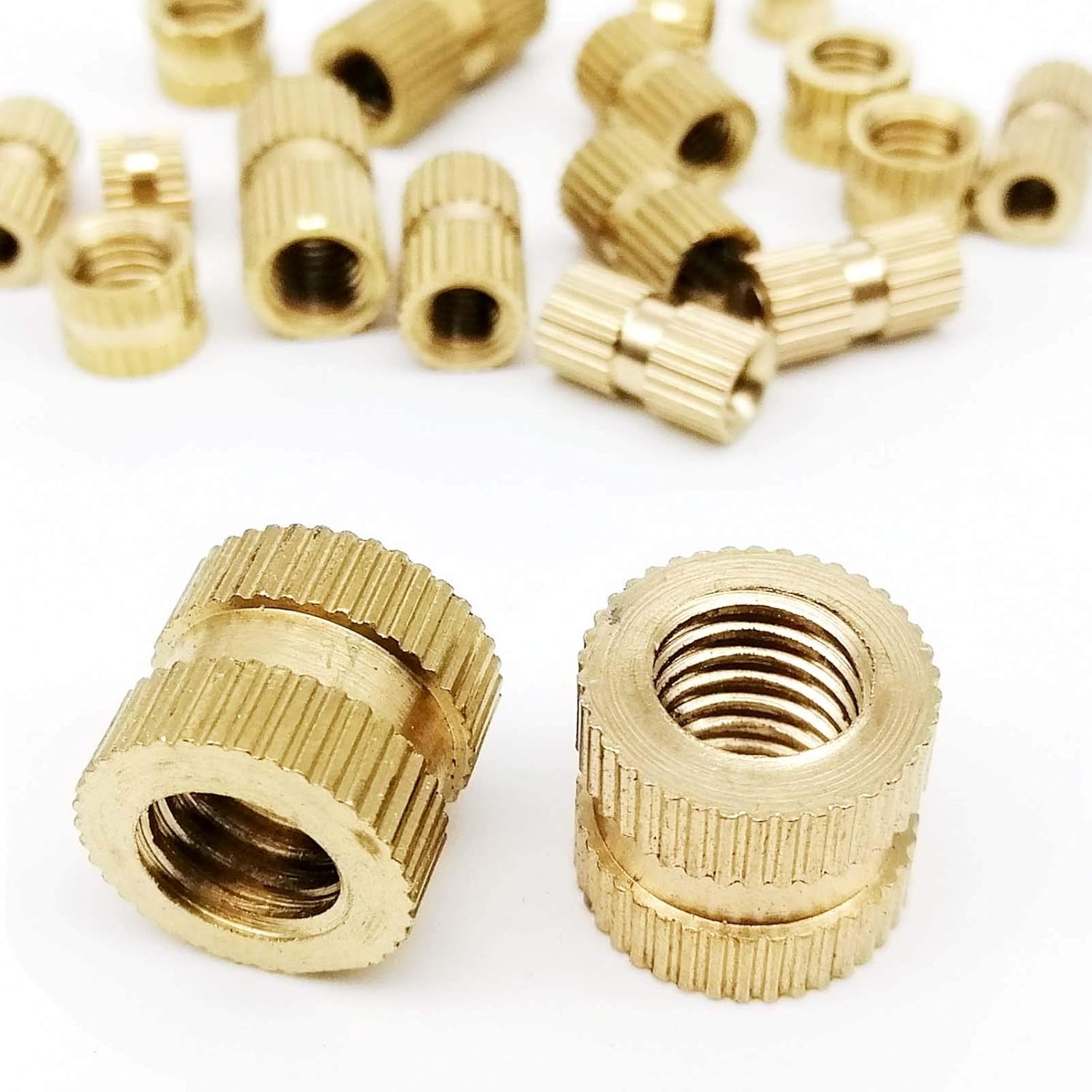 50pcs M6 M8 Solid Brass Knurl Insert Nut, Pure Copper Metric Thread ...