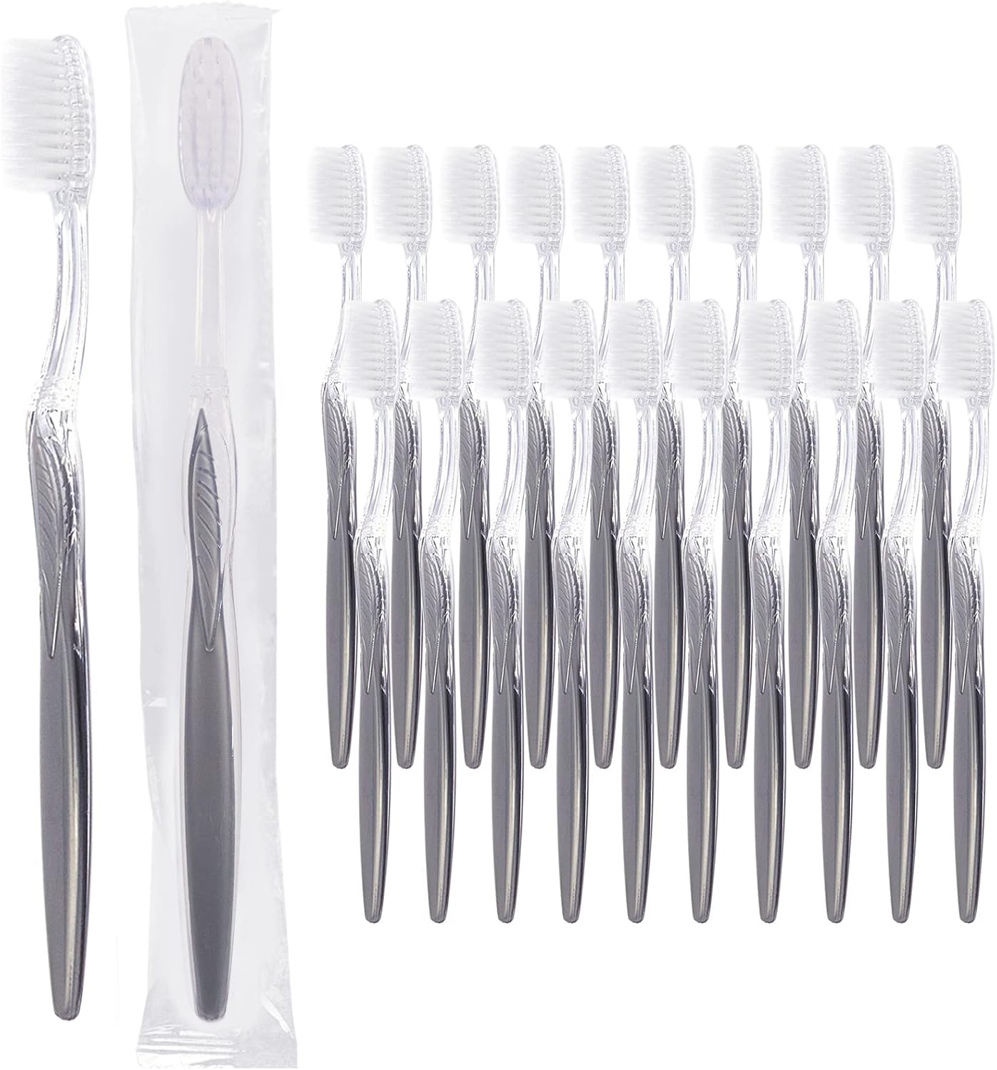 Grey Handle Toothbrush, Bulk Disposable Toothbrushes Individually ...