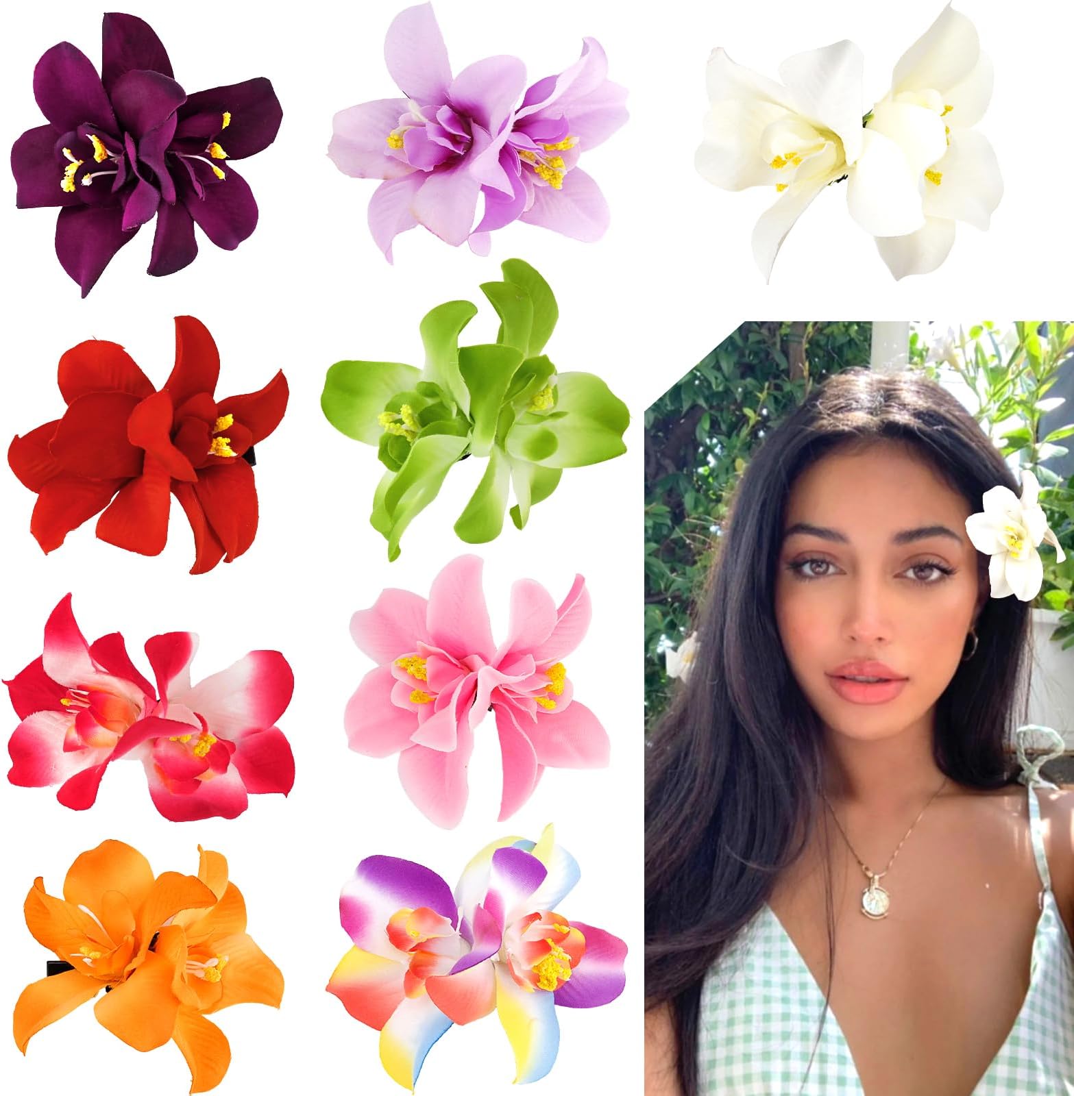Amazon.com : FERCAISH Flower Hairpin, Artificial Tropical Flower Hair ...