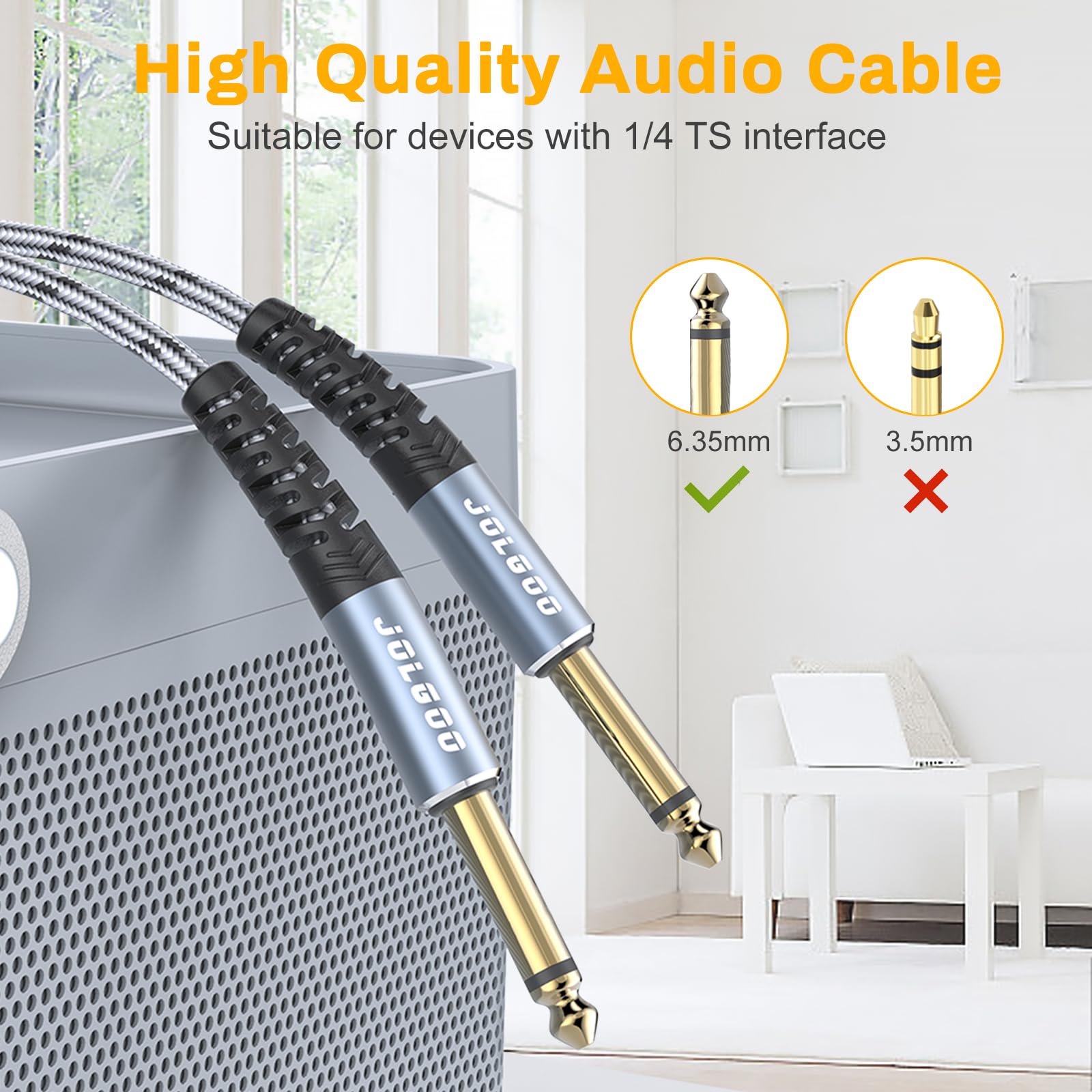 Snapklik.com : 1/4 Inch Guitar Instrument Cable 20 FT 2-Pack, 1/4 Inch ...