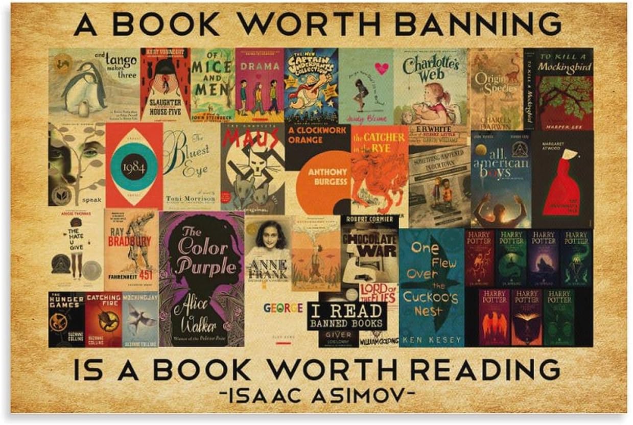 Amazon.com: GeRRiT Posters Book Posters A Book Worth Banning，Book Lover ...