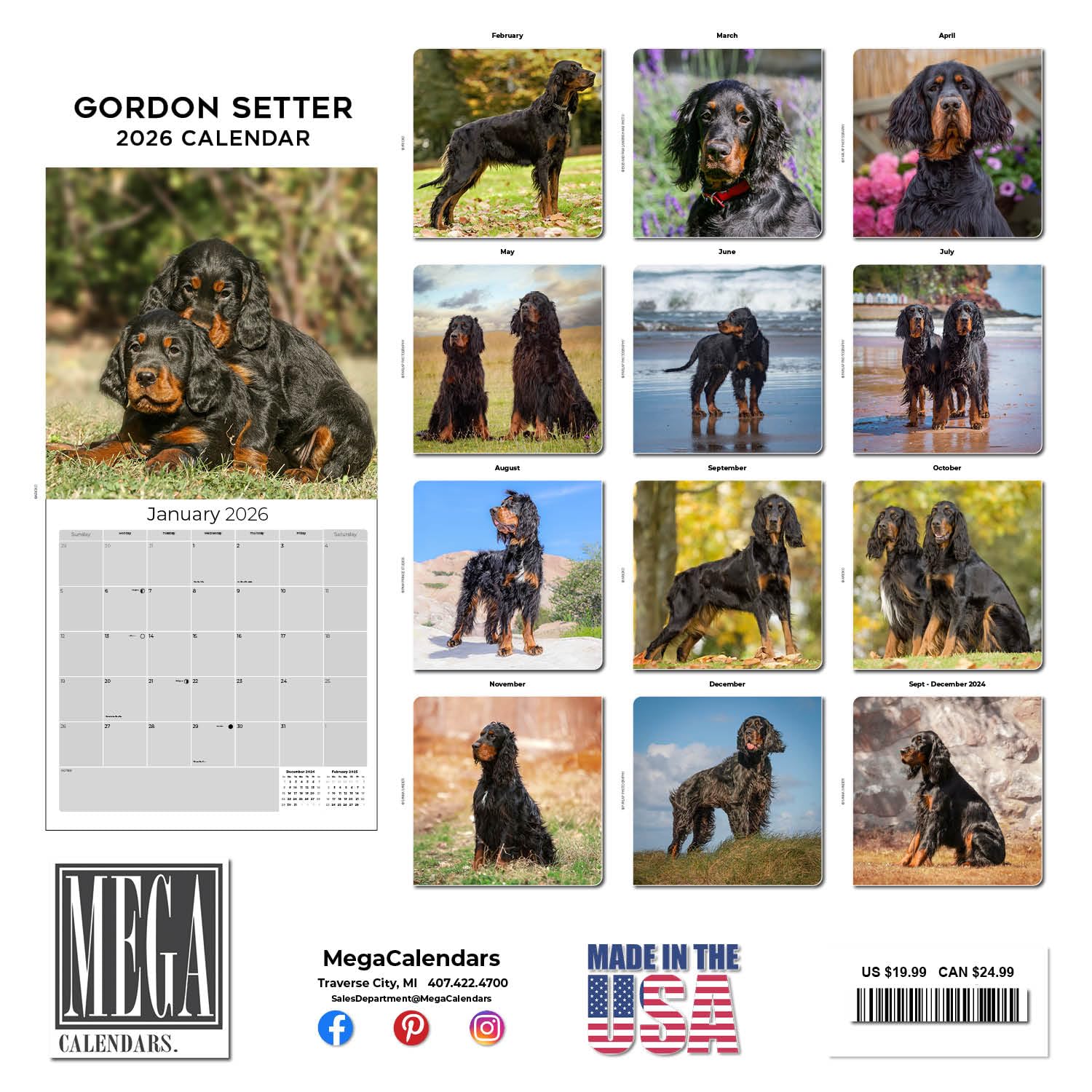 Snapklik.com : 2025 2026 Gordon Setter Calendar - Dog Breed Monthly ...