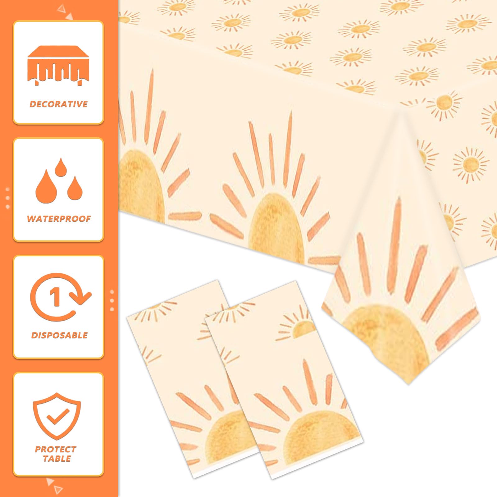 Snapklik.com : Boho Sun Tablecloth 2 Packs 51 X 86 Inches Plastic ...