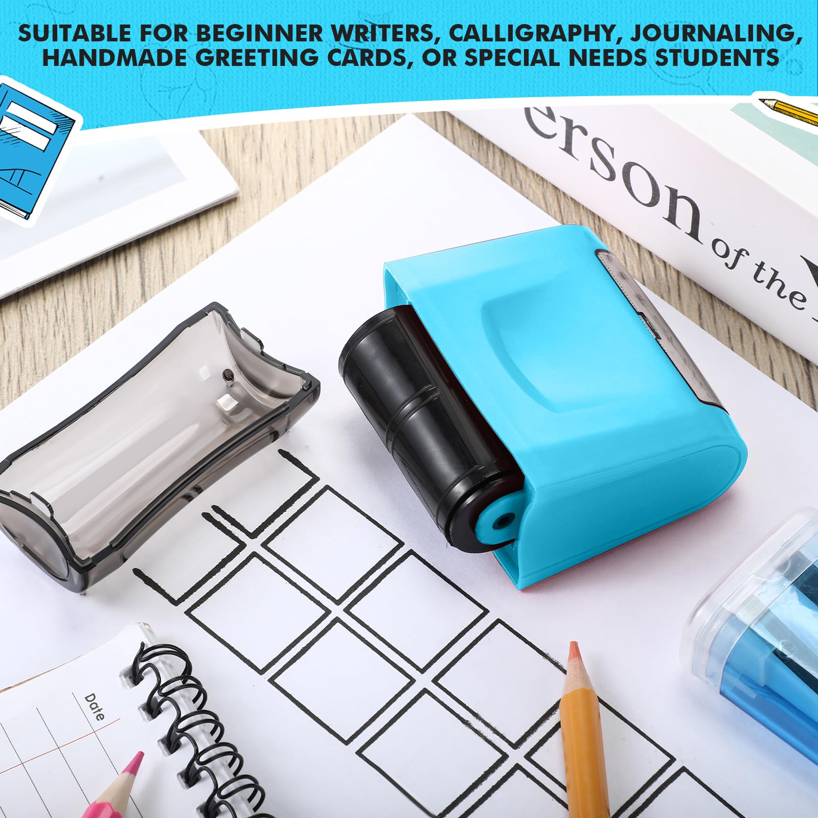 Snapklik.com : Nezyo Rolling Stamp 2 Squares Self Inking Black Ink ...