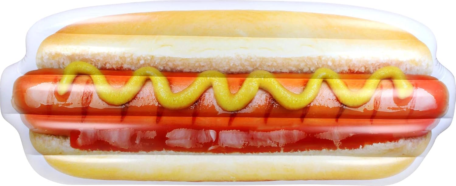 AIRTIME Large Inflatable Hotdog Sandwich Ring Float Swimming Pool Tube ...