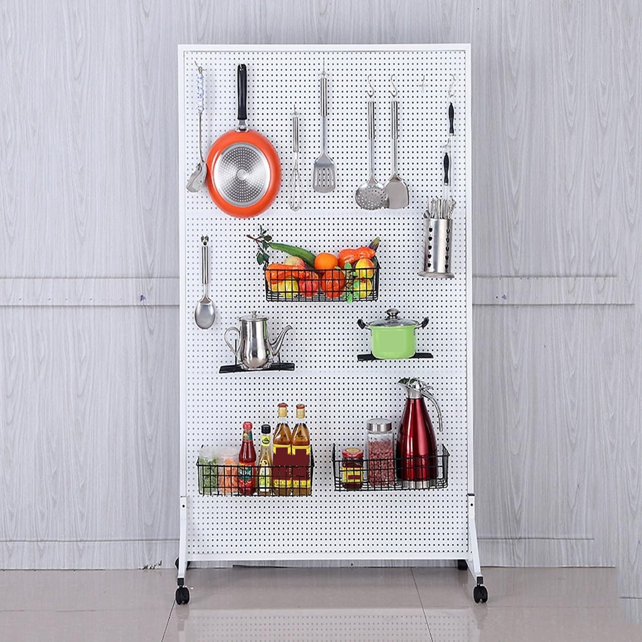 Peg Board Display Stand, Movable Peg Board Display Stand with Casters ...