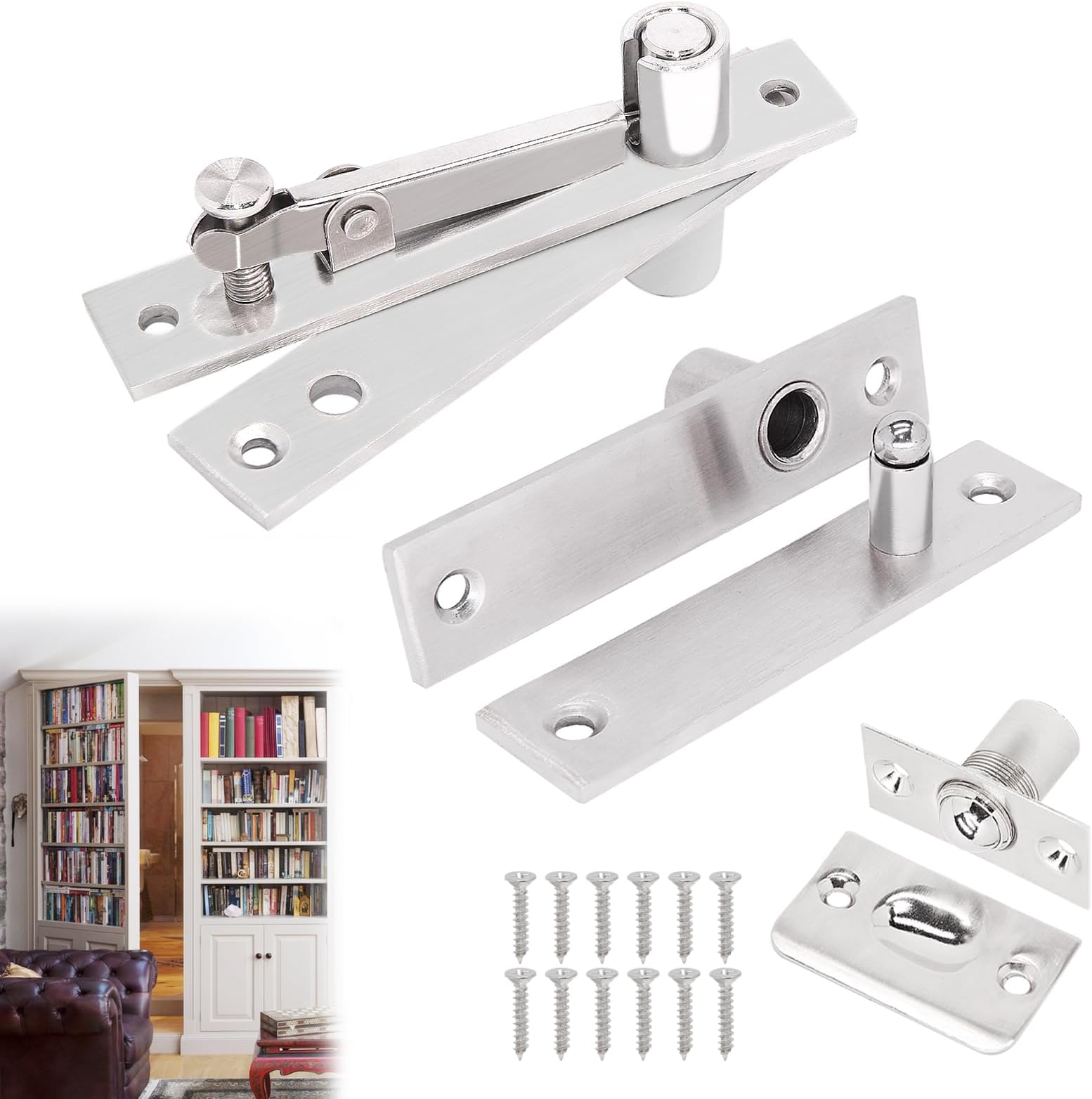 Heavy Duty Pivot Hinge Set with Door Ball Catch for Wood Door, HBL ...