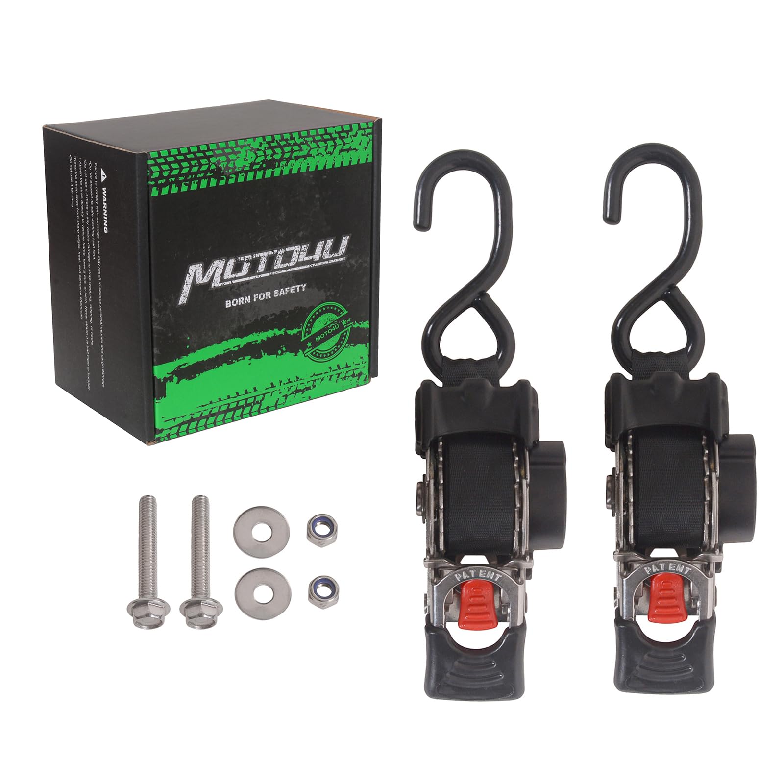 Amazon.com: MOTO4U Stainless Steel Bolt on Retractable Ratchet Straps ...