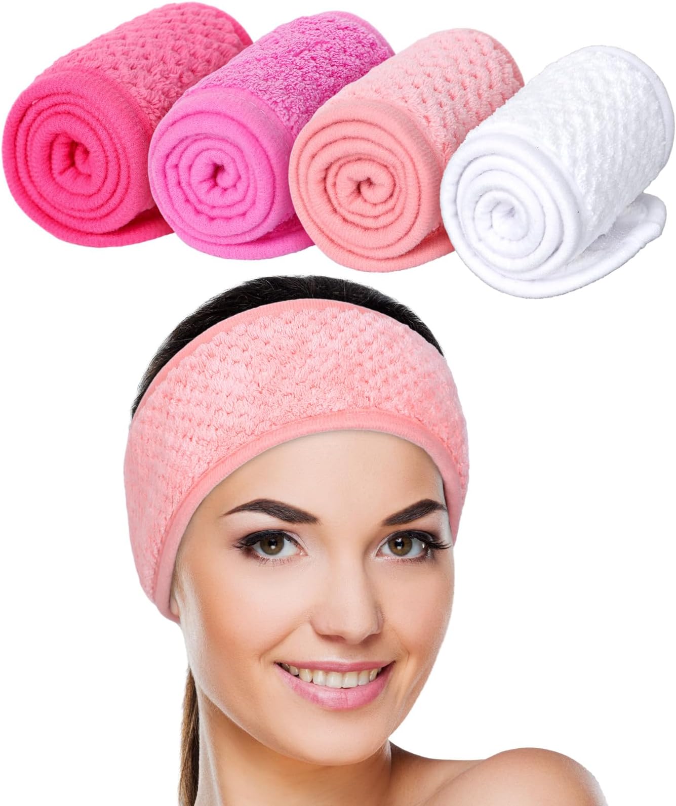 Amazon.com : Whaline 4 Pack Spa Facial Headband Makeup Hair Wrap ...
