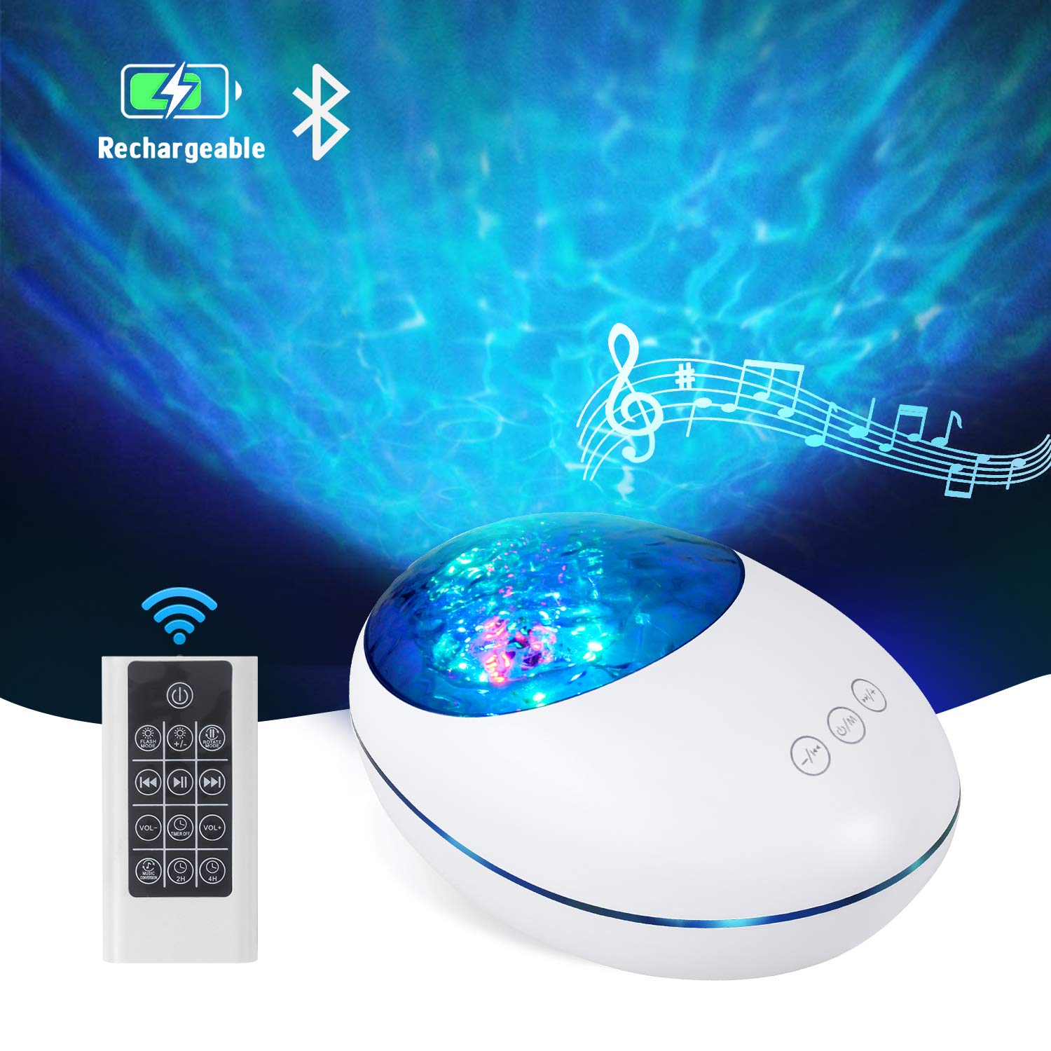 Buy Ocean Wave Projector Lamp Night Light with Remote Control and Timer ...