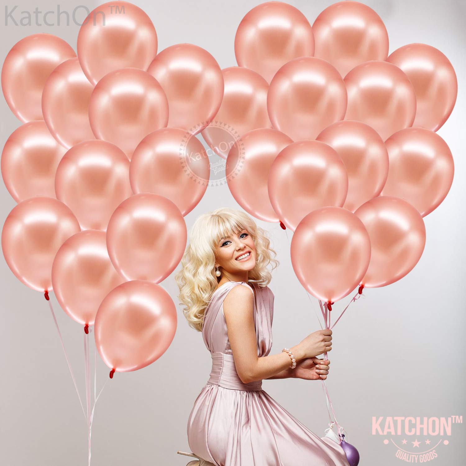 Rose Gold Balloons Set, 50 Pieces - 12 Inch, Metallic Rose Gold Balloon ...