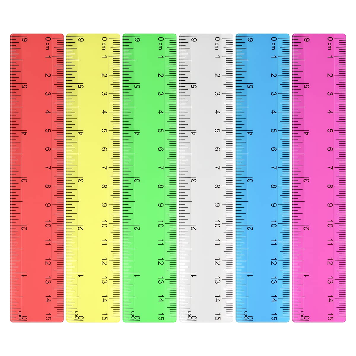 Suofuolef 6 Stück 15 cm/6 Zoll Kunststoff Lineal, Bunt Transparent ...