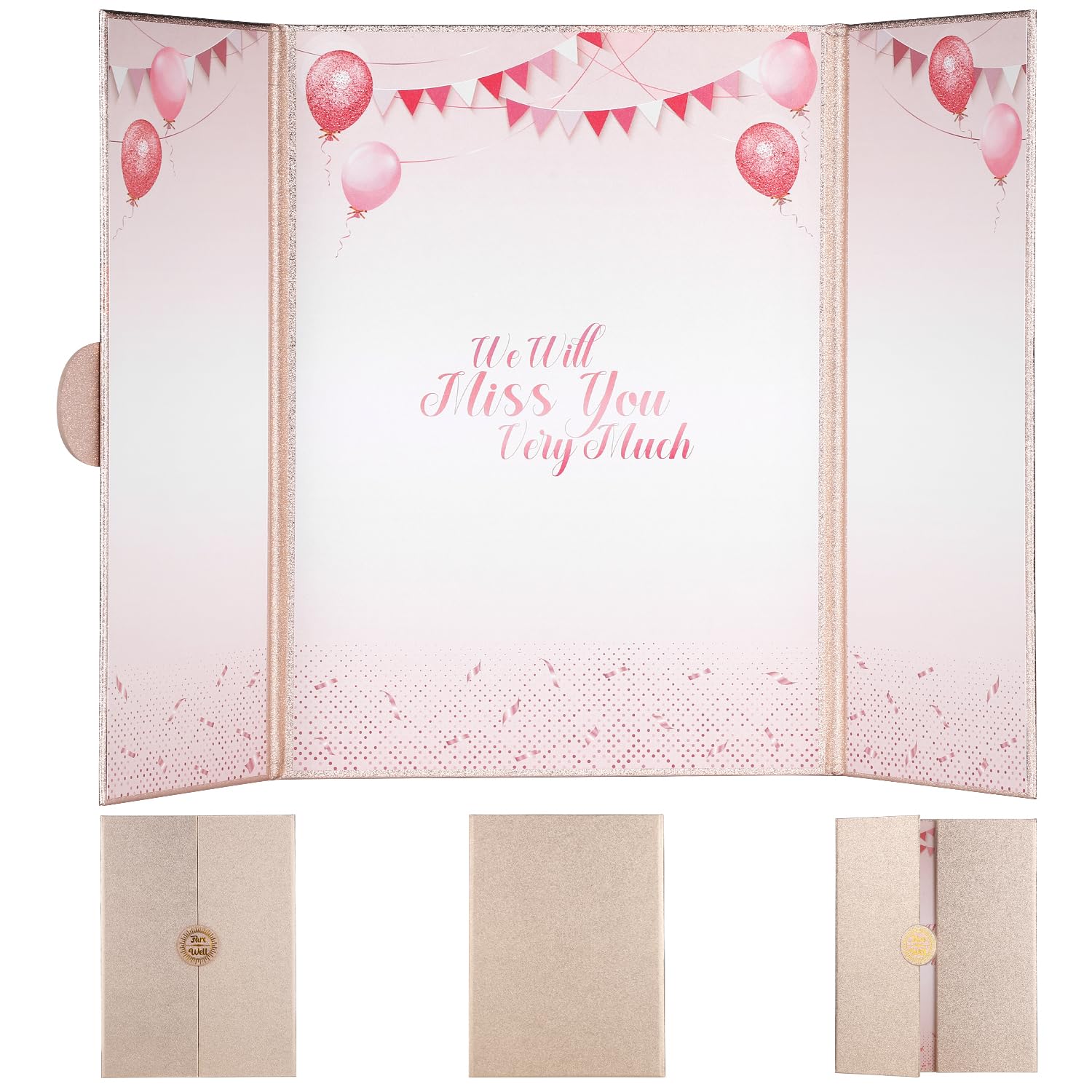 Miss You Card Rose Gold Farewell Party Decorations, We Will Miss You ...