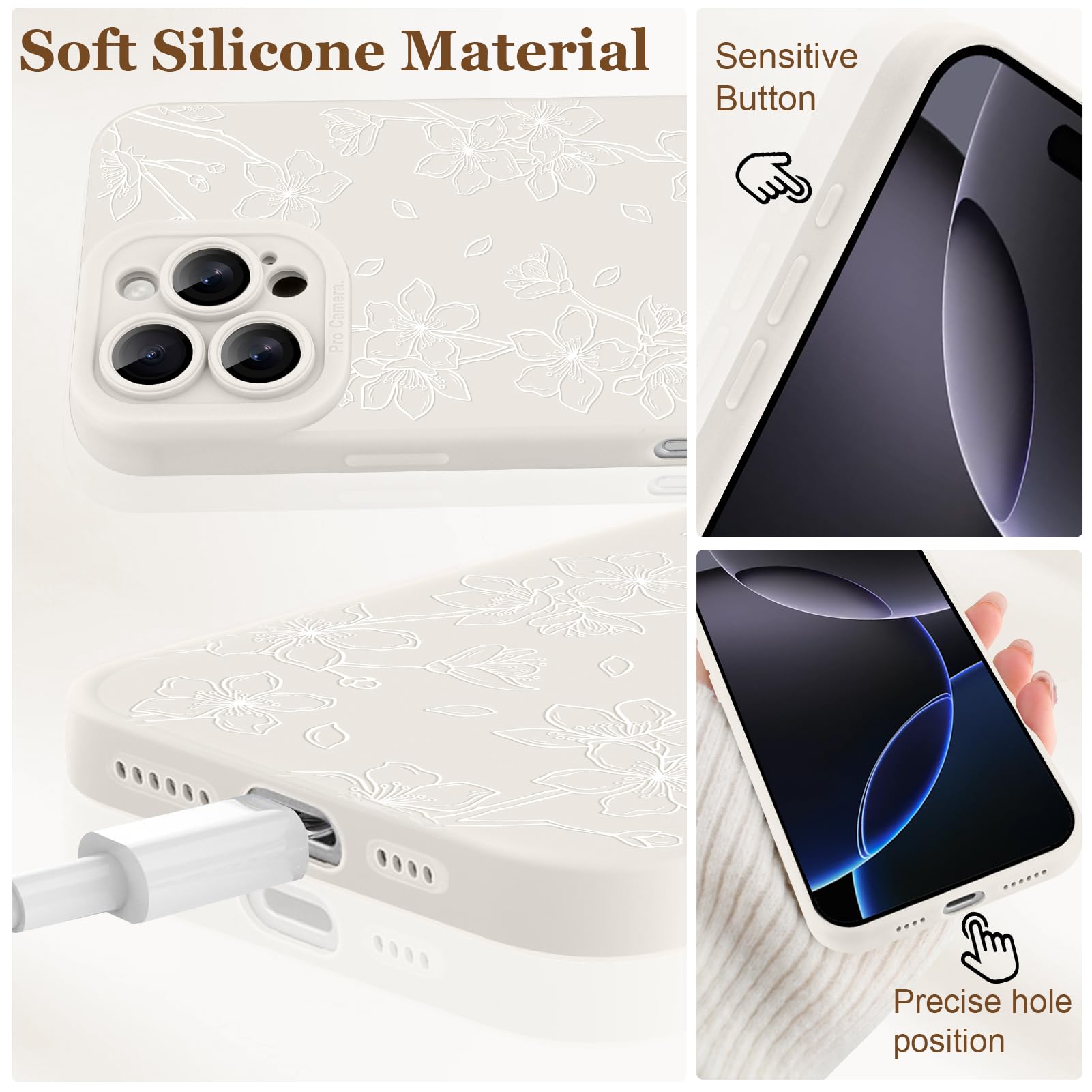 Snapklik.com : ZIYE Soft TPU Case For iPhone 16 Pro Max White Flower ...