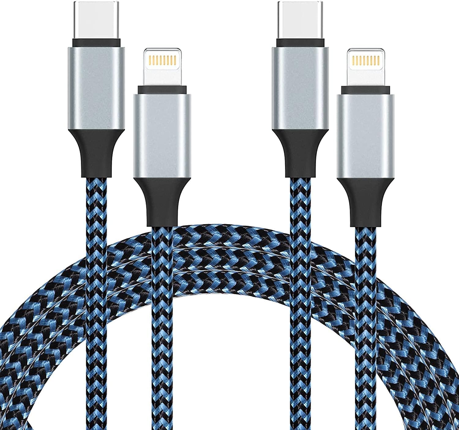 USB C to Lightning Cable, 2 Pack 2m(6ft) Nylon Braided MFi Certified ...