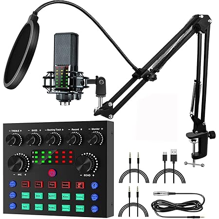 Amazon.com: N-S Podcast Equipment Bundle Condenser Microphone Kit with ...