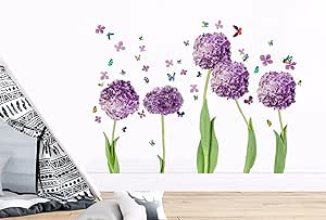 Amazon.com: AnFigure Violet Hydrangea Flower Wall Stickers Nature Plant ...