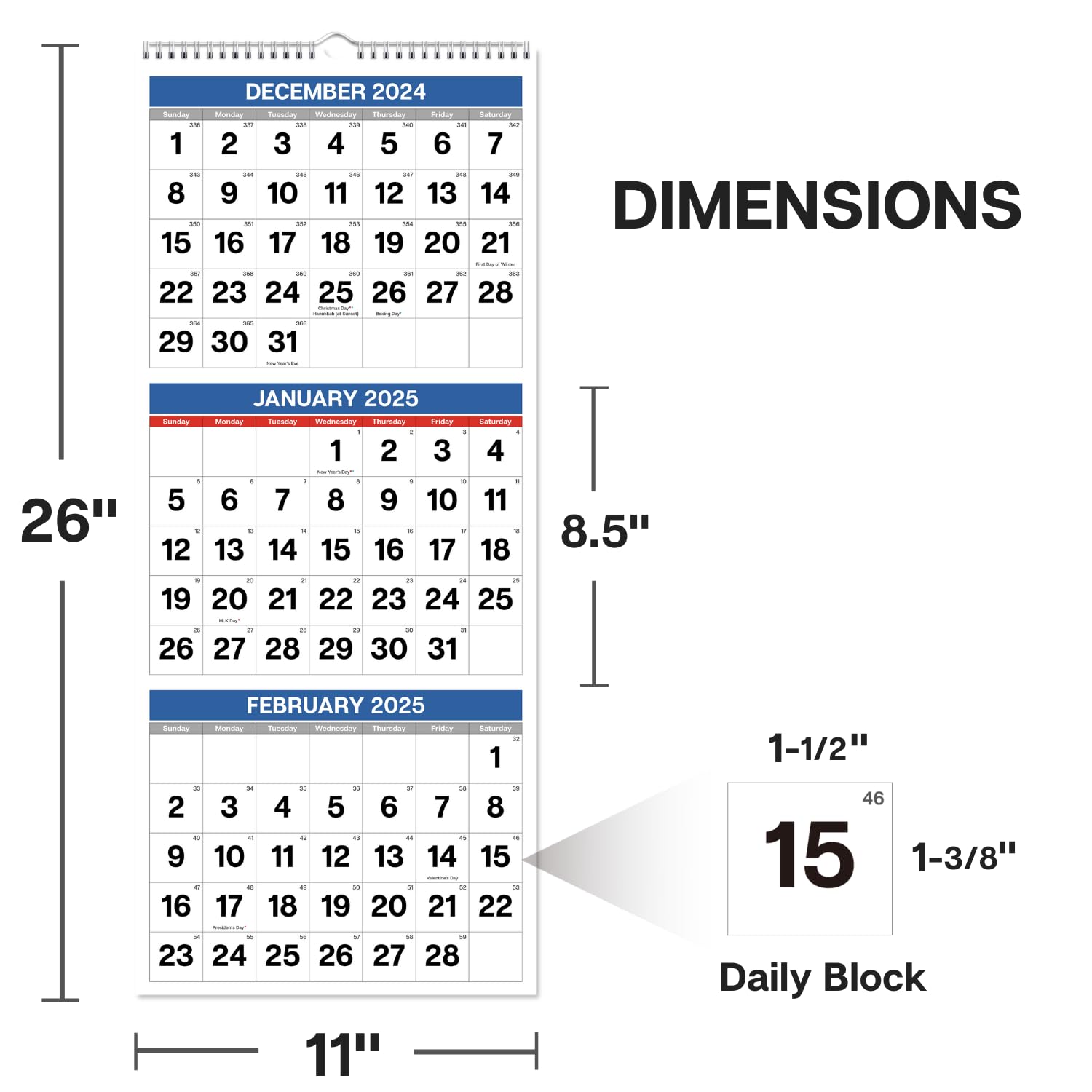 Snapklik.com : Dunwell Three Month View Calendar 2025