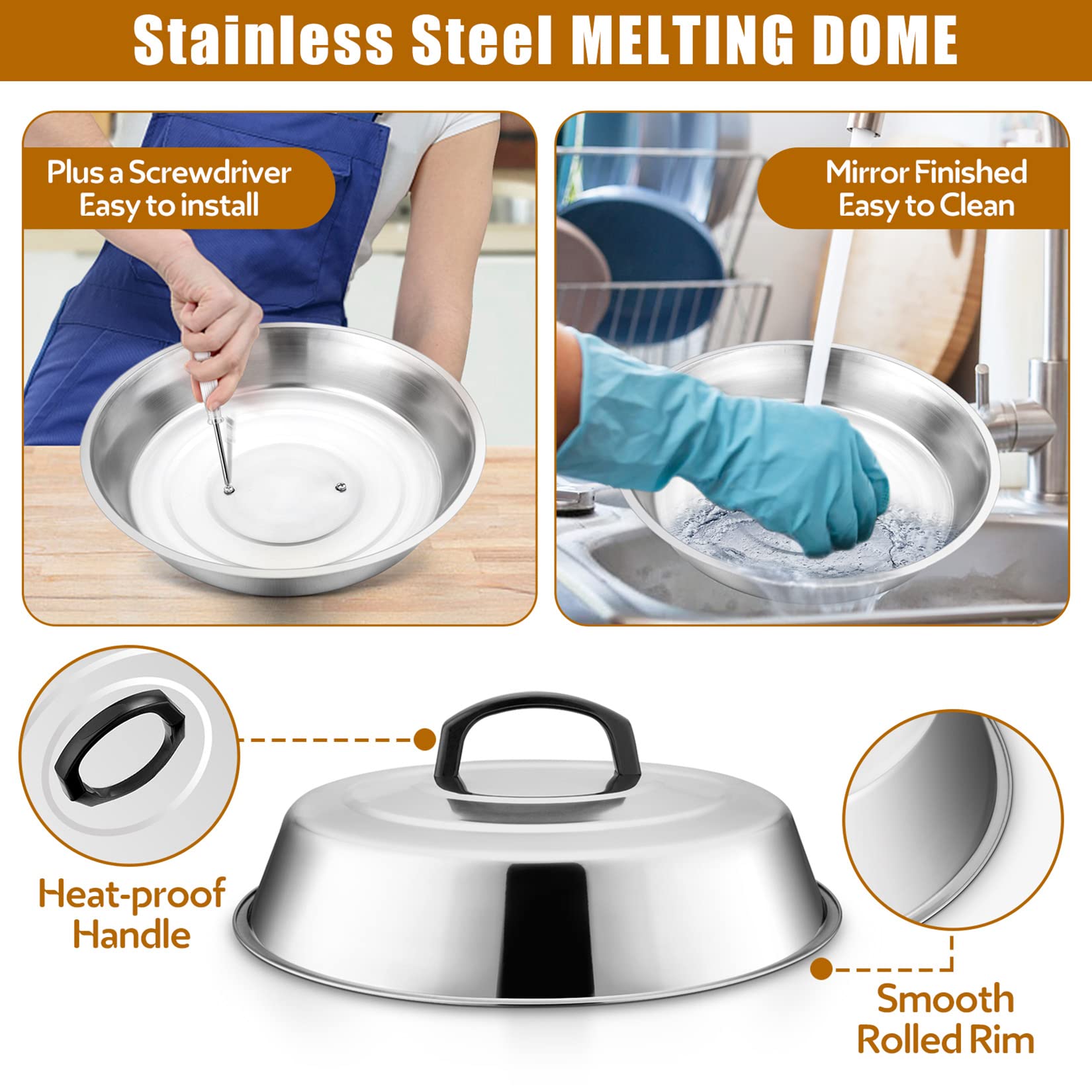 Snapklik.com : Joyfair 12 Inch Melting Dome & Burger Press Kit, Basting ...