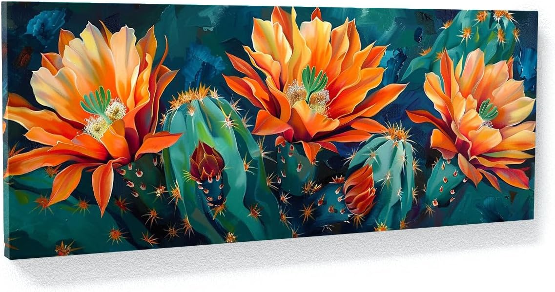 Amazon.com: Sense Canvas Cactus Blossom Abstract 53 Canvas Art - Home ...