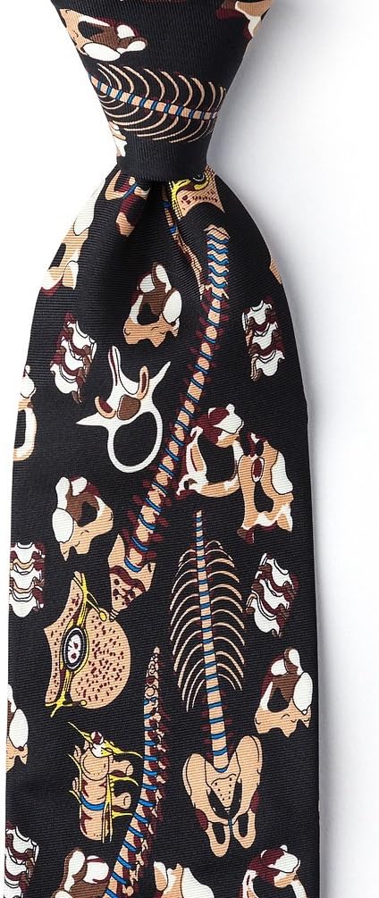 Amazon.com: Black Silk Long Tie | Spinal Bones Xl Long Tie : Clothing ...