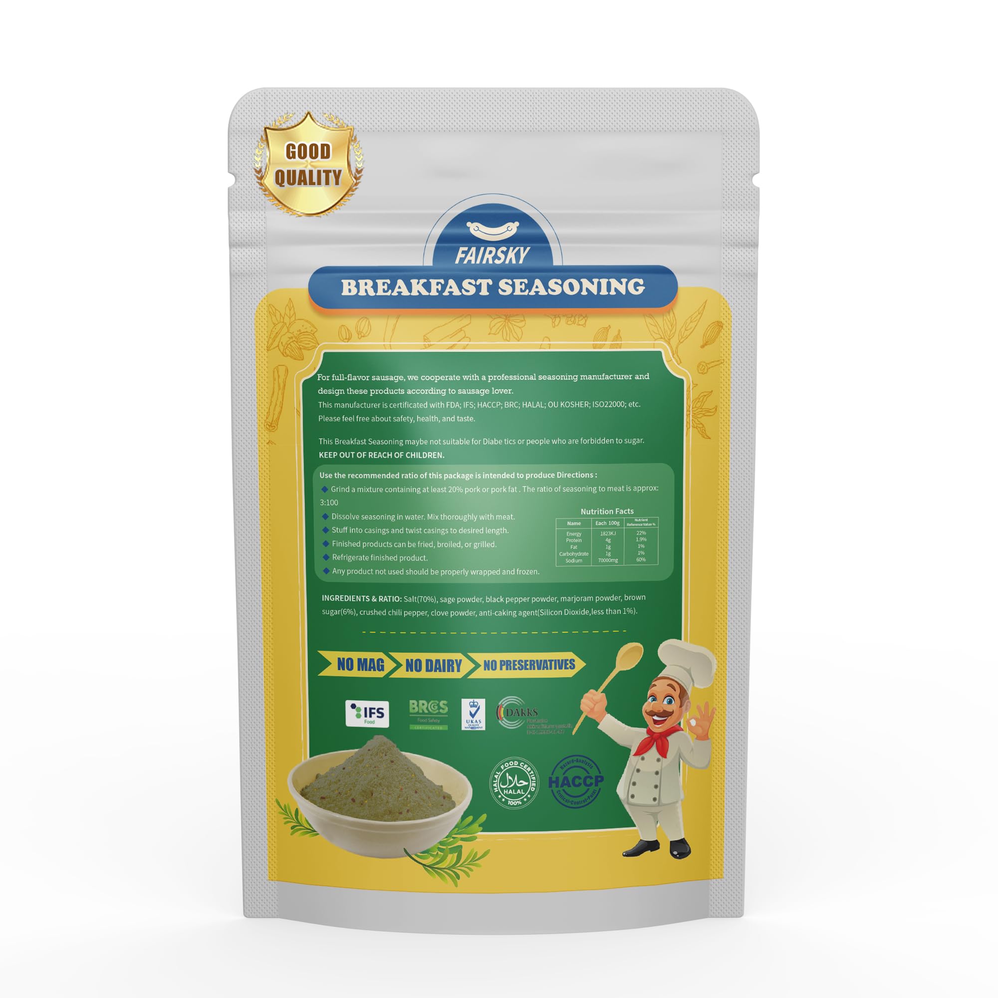 Amazon.com : FAIRSKY Breakfast Sausage Seasoning Pre-Mix Blend for Home ...