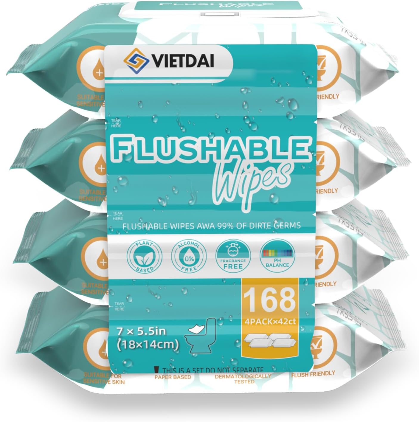 Flushable Wipes Adults Wet Toilet Wipes Butt 168 Count Wipes Septic and ...