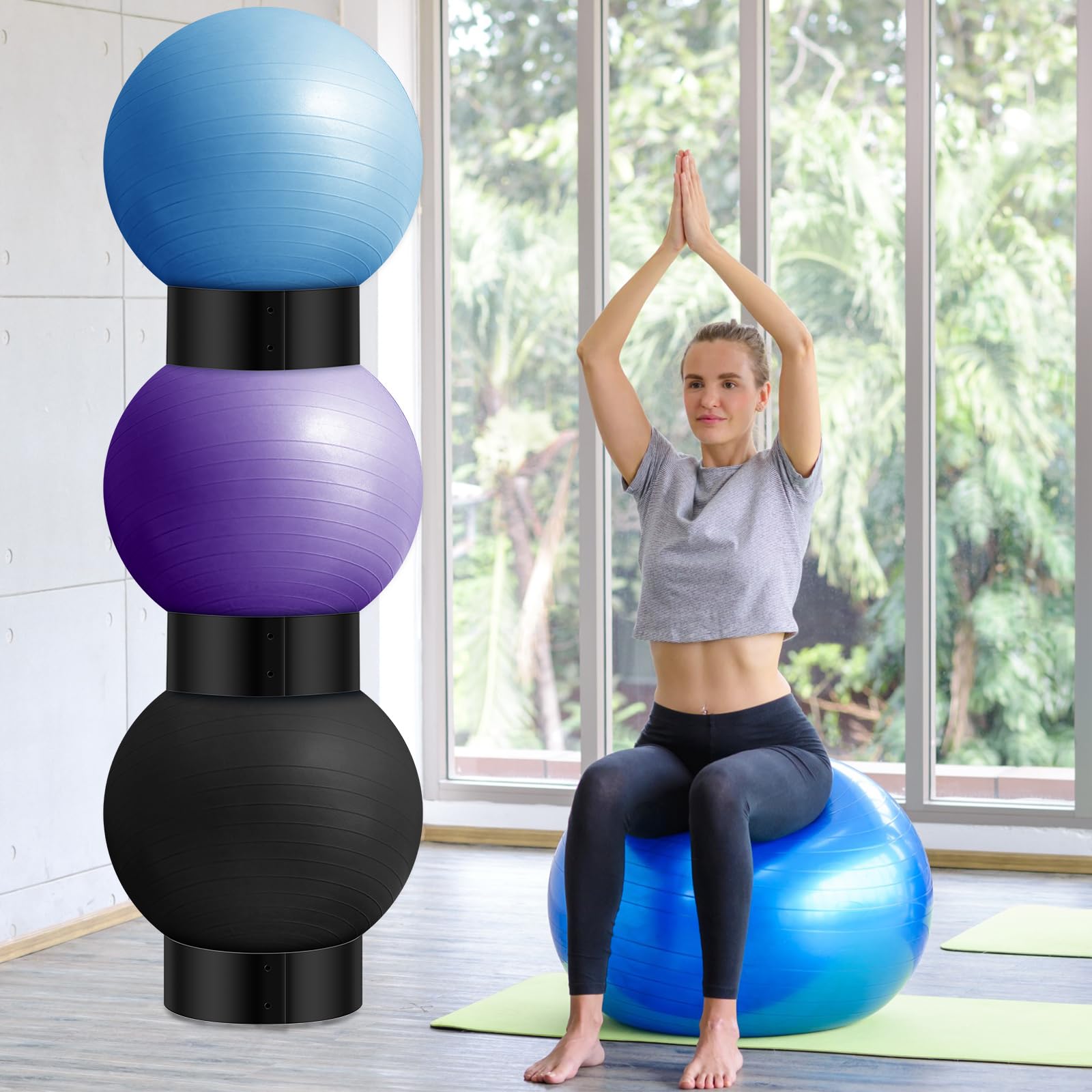 Snapklik.com : Wenqik 3 Pcs Exercise Ball Stand Holder 14.5 Inch ...